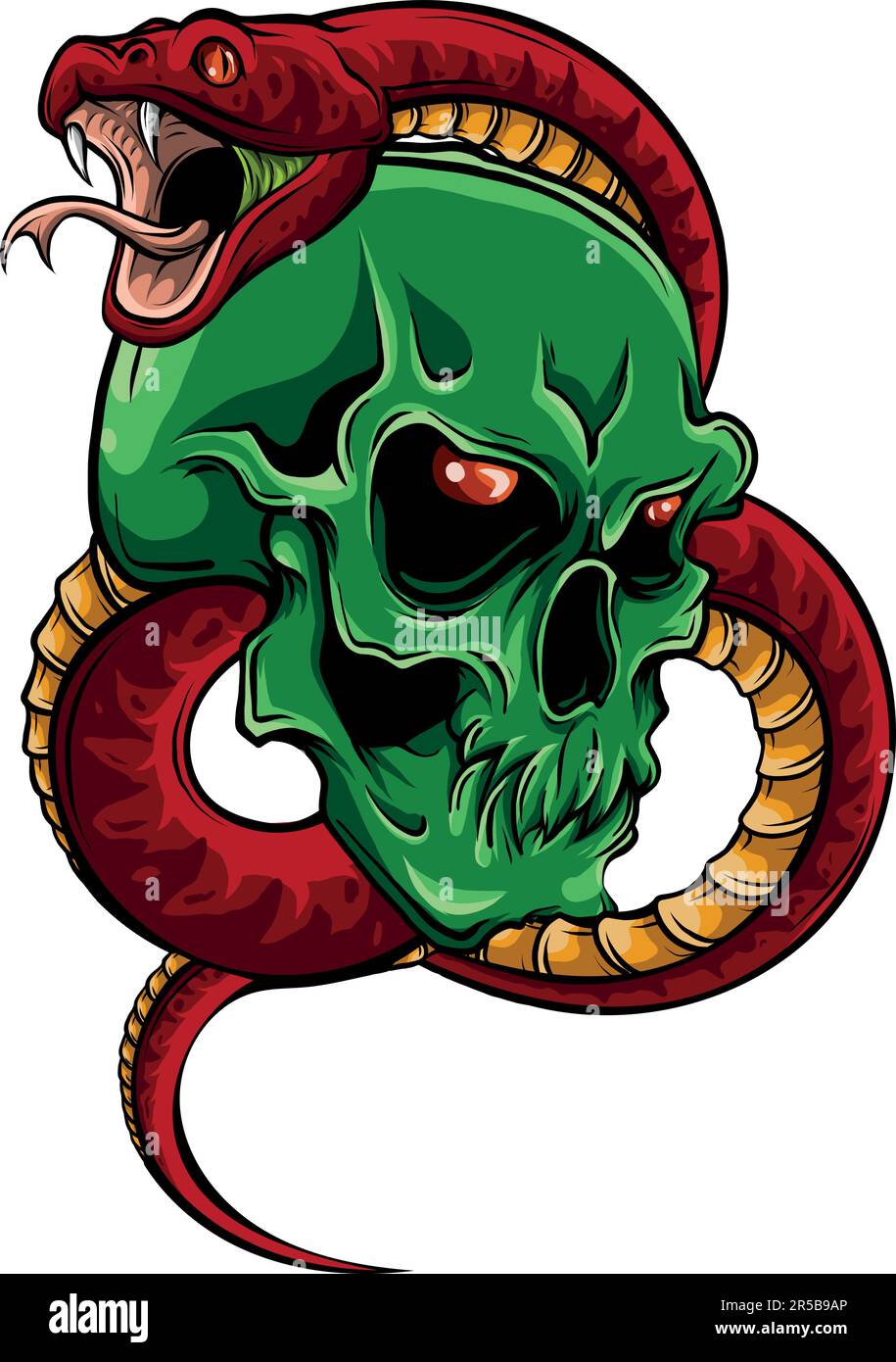 vector illustration of snake with human skull Stock Vector Image & Art ...