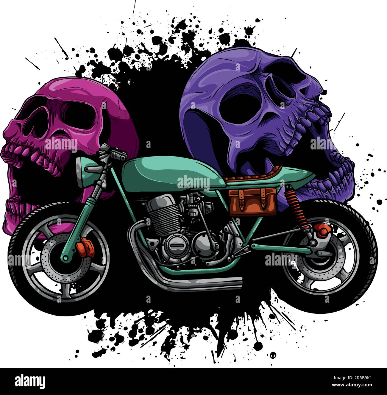 vector illustration of custom bike Cafe racer motor bike with skull Stock Vector Image & Art - Alamy