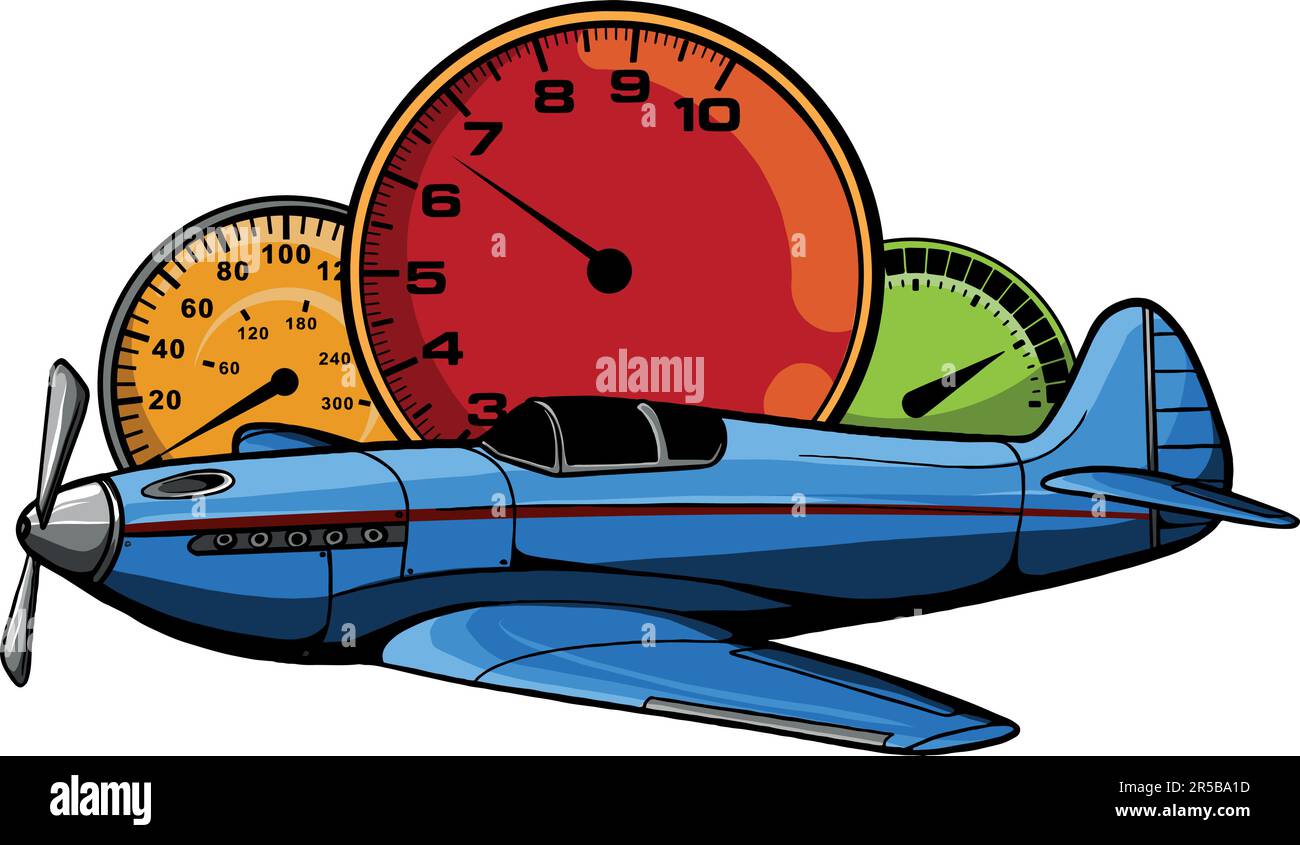 vector illustration of Retro flying fighter plane colorful concept ...