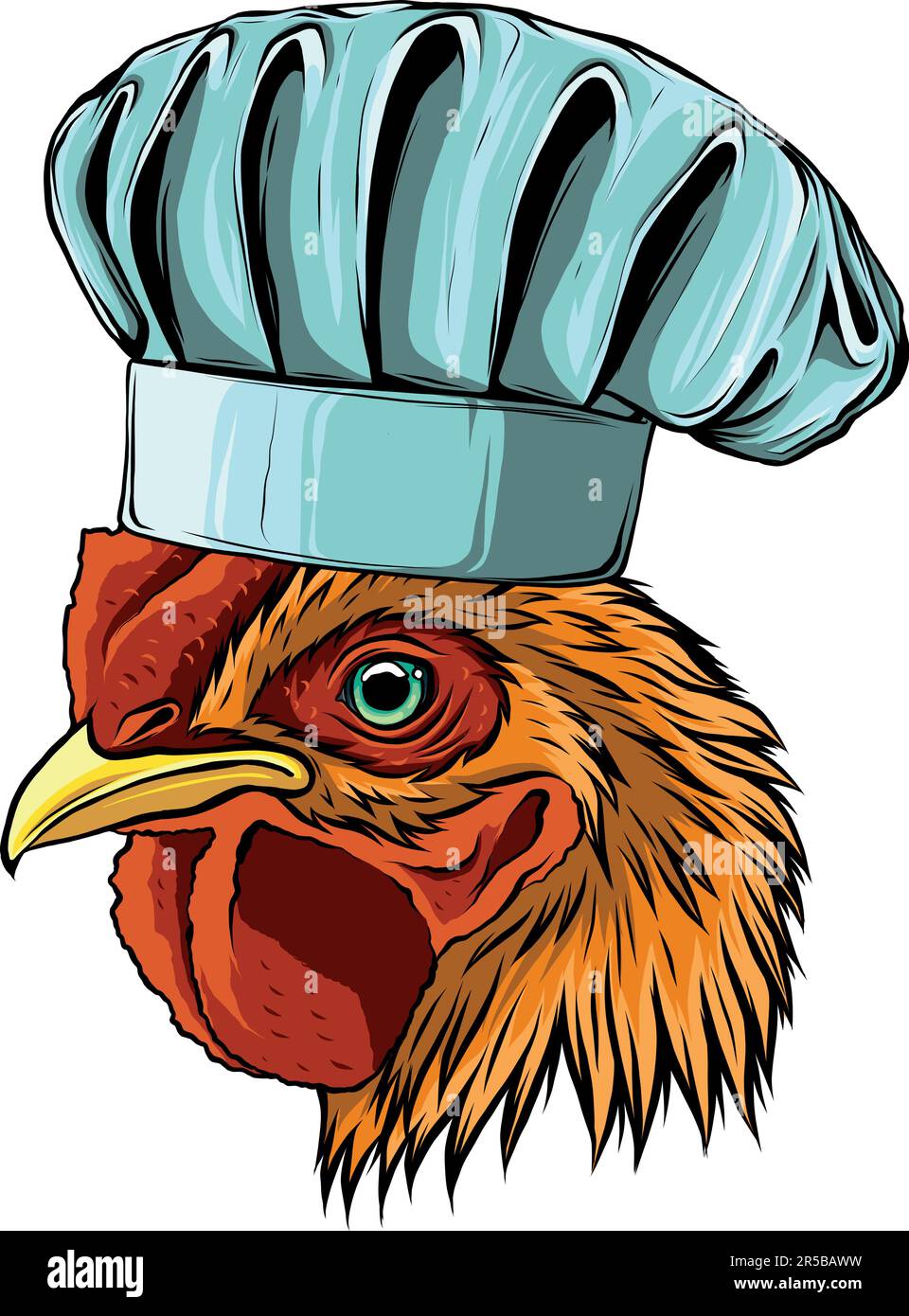 Vector illustration of chicken chef on white background Stock Vector ...