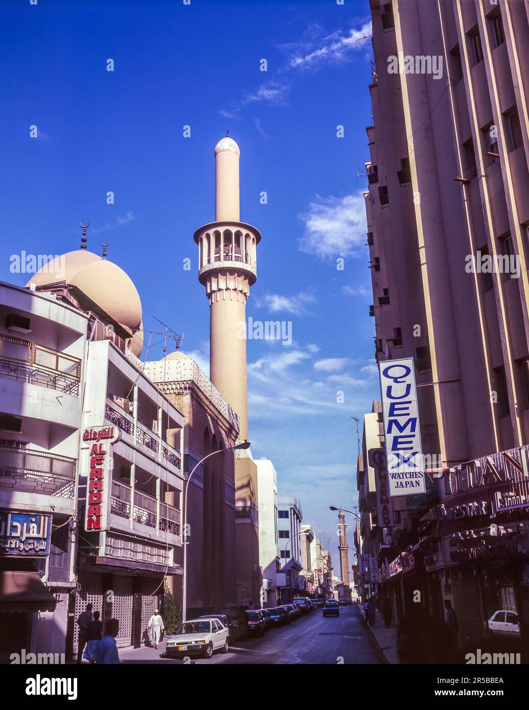 Street scene looking along Al Fahidi Street in Dubai towards the Grand ...