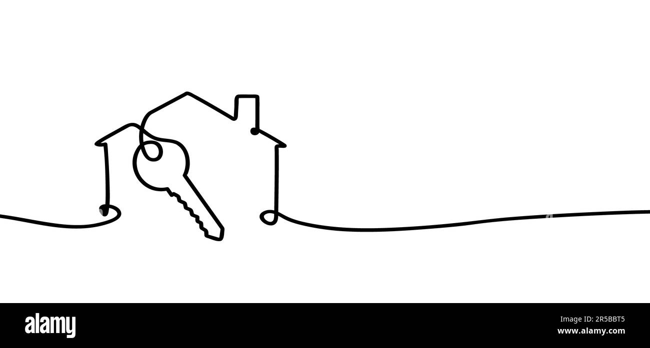 Cartoon house line pattern. Home icon or symbol. One continuous line ...