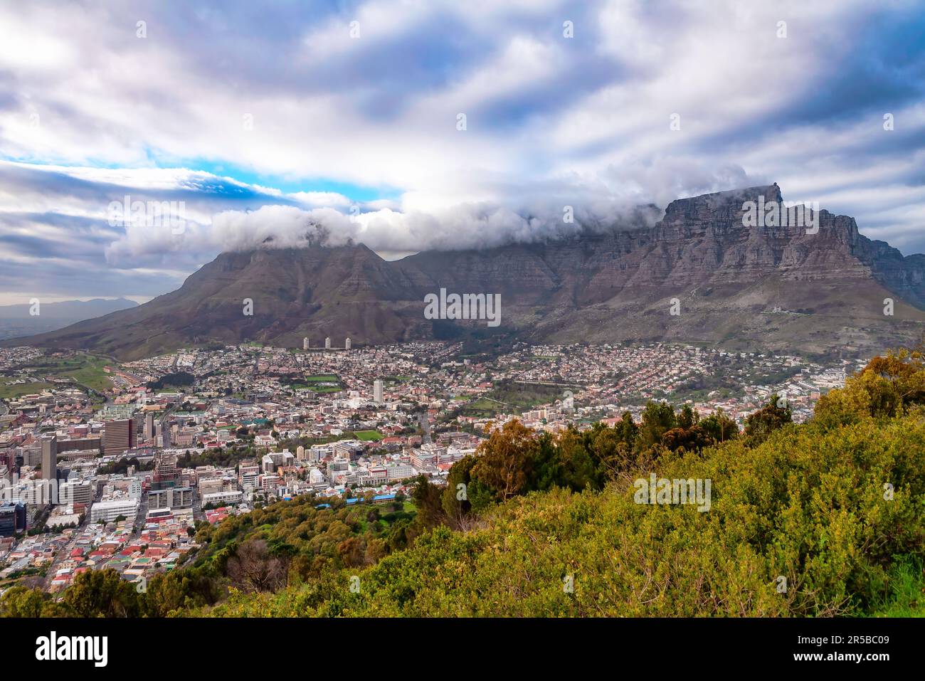 The Table Mountain Covered by Tablecloth in Cape Town, South Africa. It ...