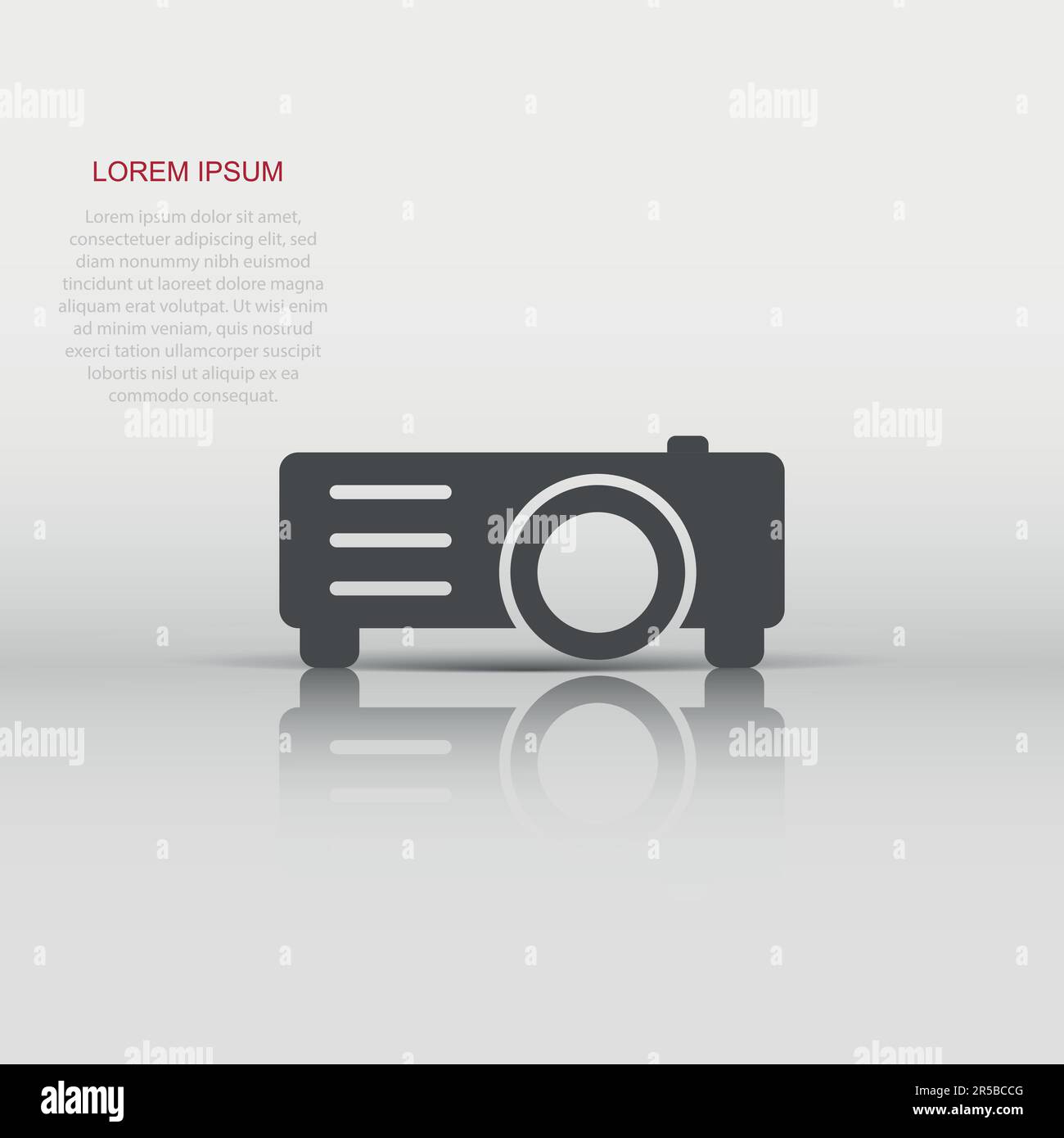 Video projector sign icon in flat style. Cinema presentation device ...