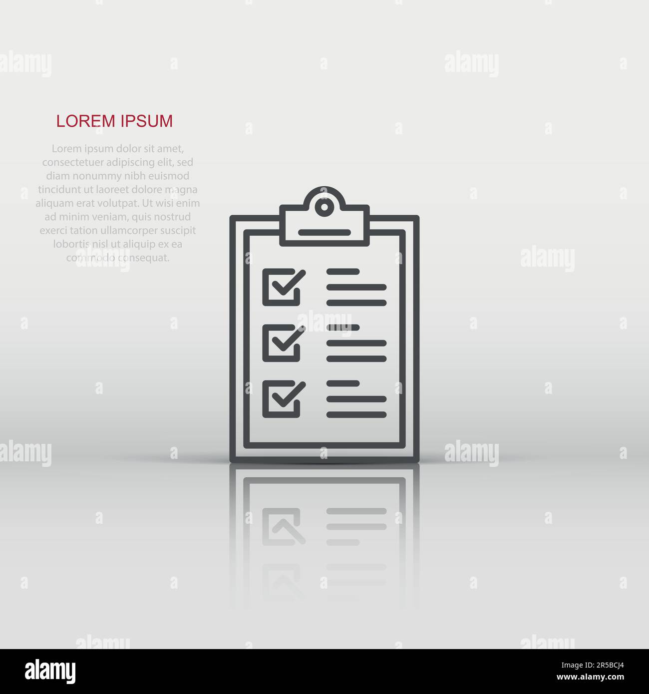 Checklist clipboard sign icon in flat style. Document list vector ...