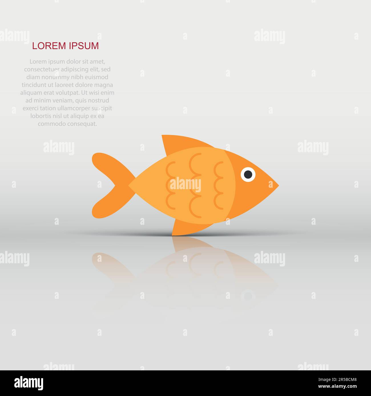 Fish sign icon in flat style. Goldfish vector illustration on white ...