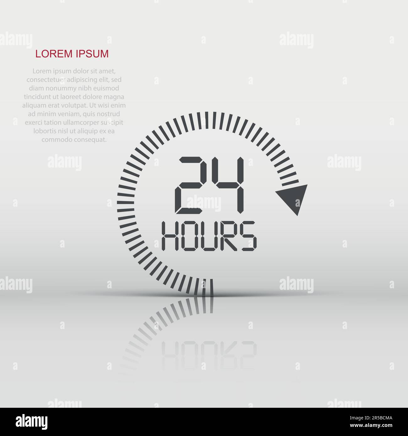 24 hours clock sign icon in flat style. Twenty four hour open vector ...