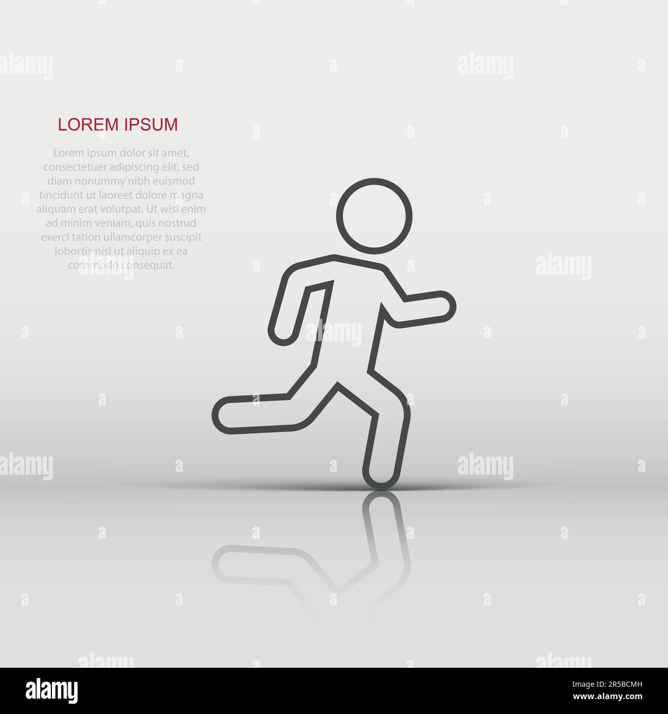 Running people sign icon in flat style. Run silhouette vector ...