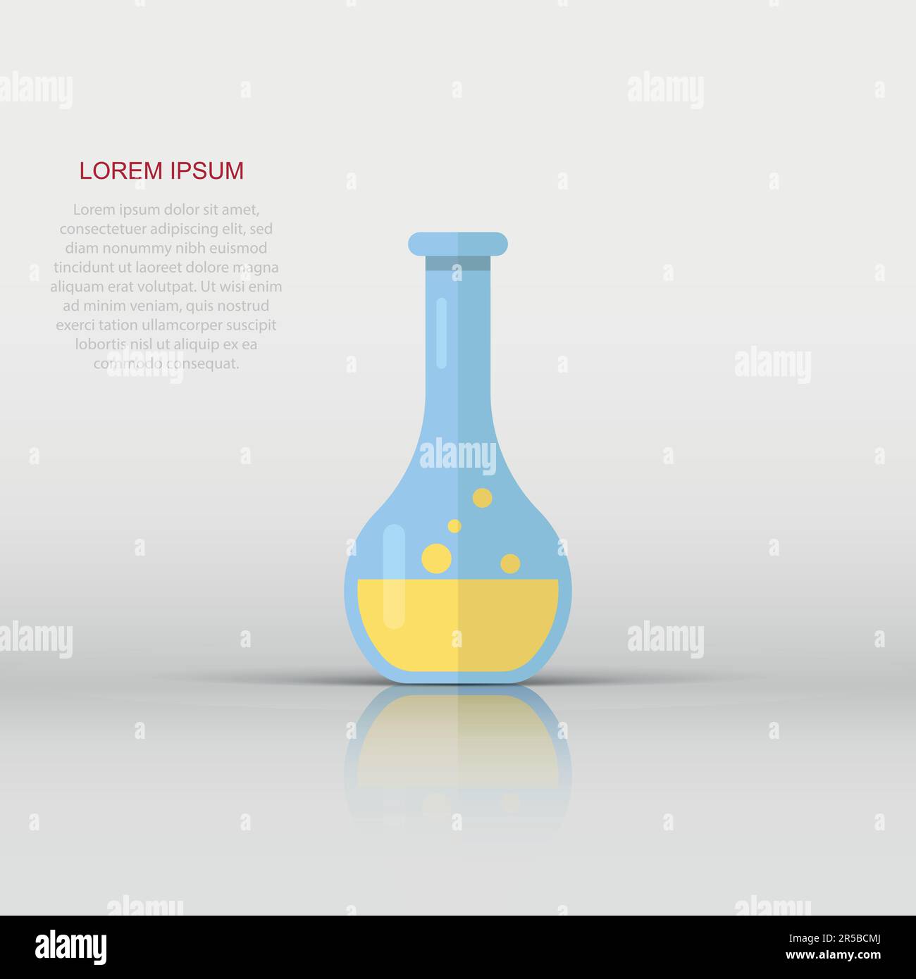 Chemistry beakers sign icon in flat style. Flask test tube vector ...