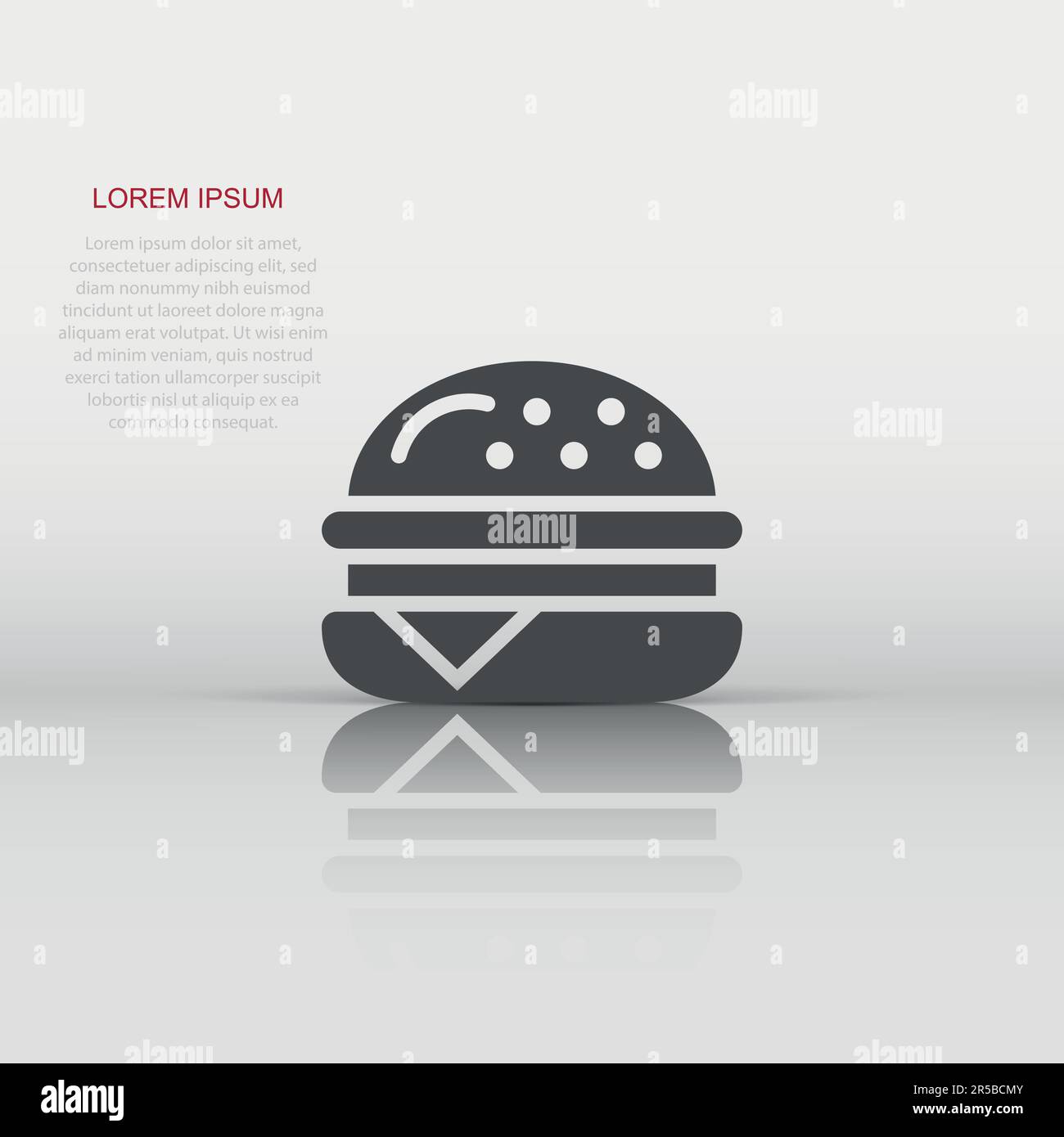 Burger sign icon in flat style. Hamburger vector illustration on white ...