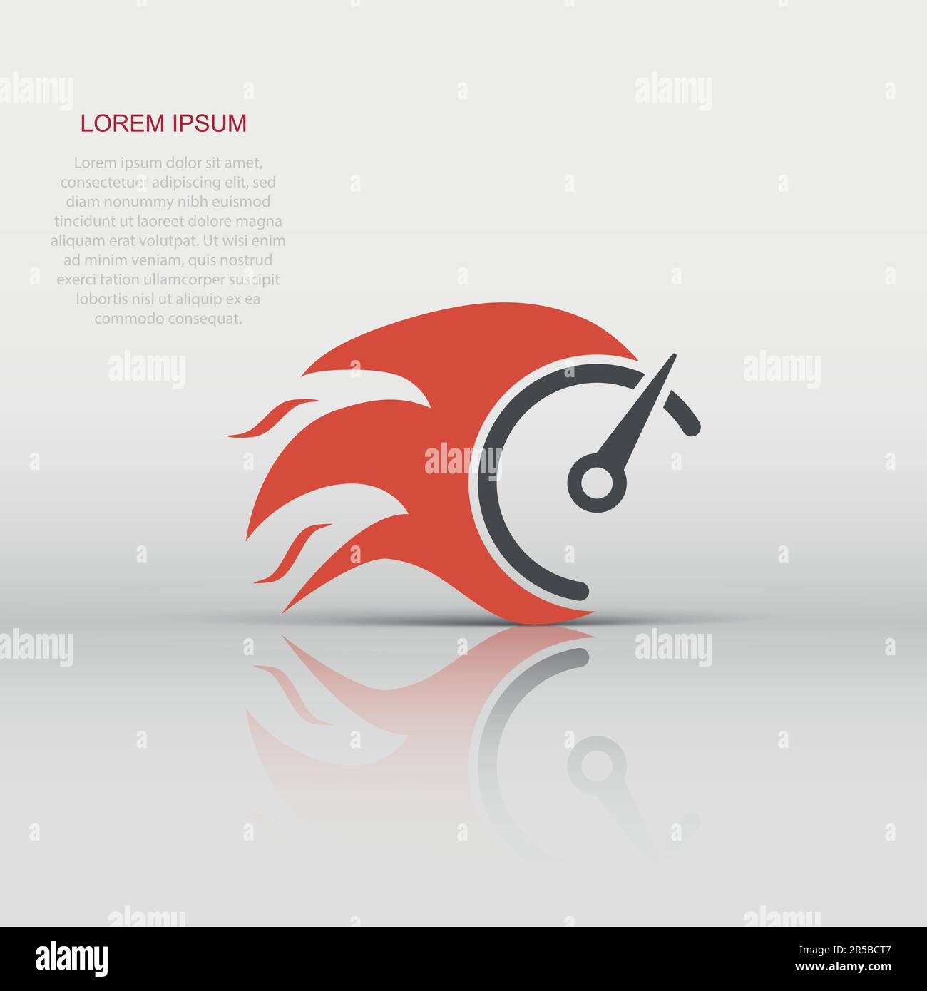 Flaming speedometer sign icon in flat style. Accelerate vector ...