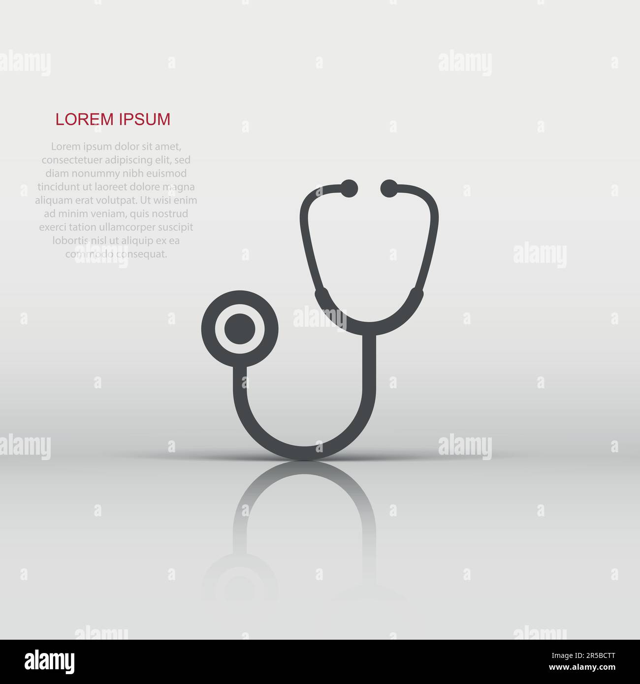 Stethoscope sign icon in flat style. Doctor medical vector illustration ...