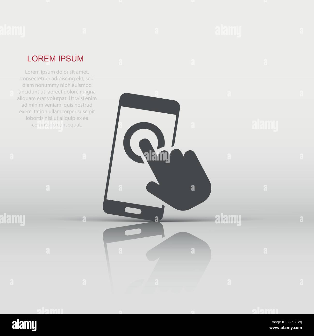 Hand touch smartphone icon in flat style. Phone finger vector ...