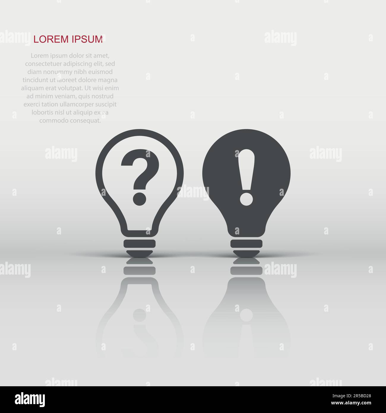 Problem solution icon in flat style. Light bulb idea vector ...