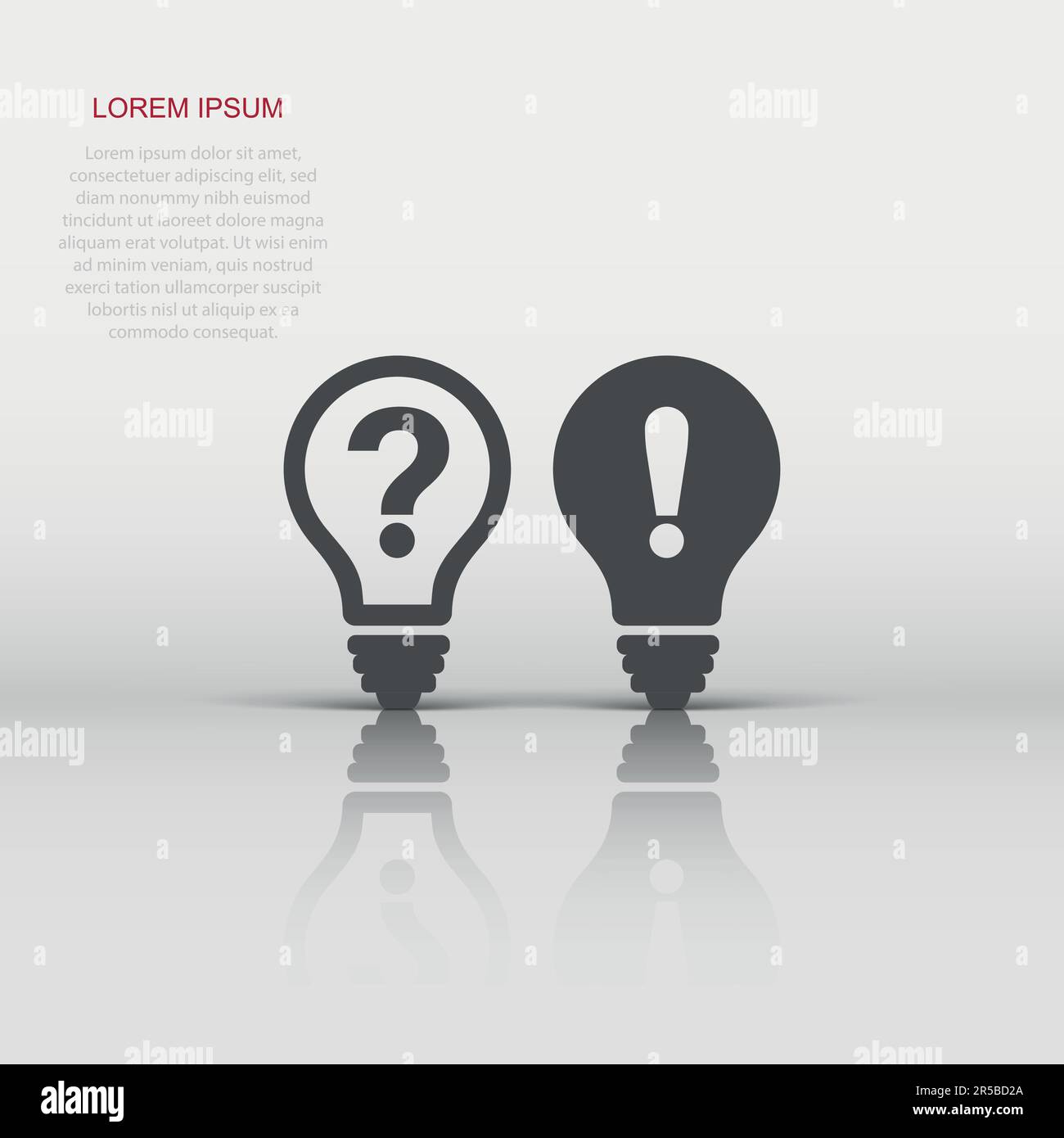 Problem solution icon in flat style. Light bulb idea vector ...