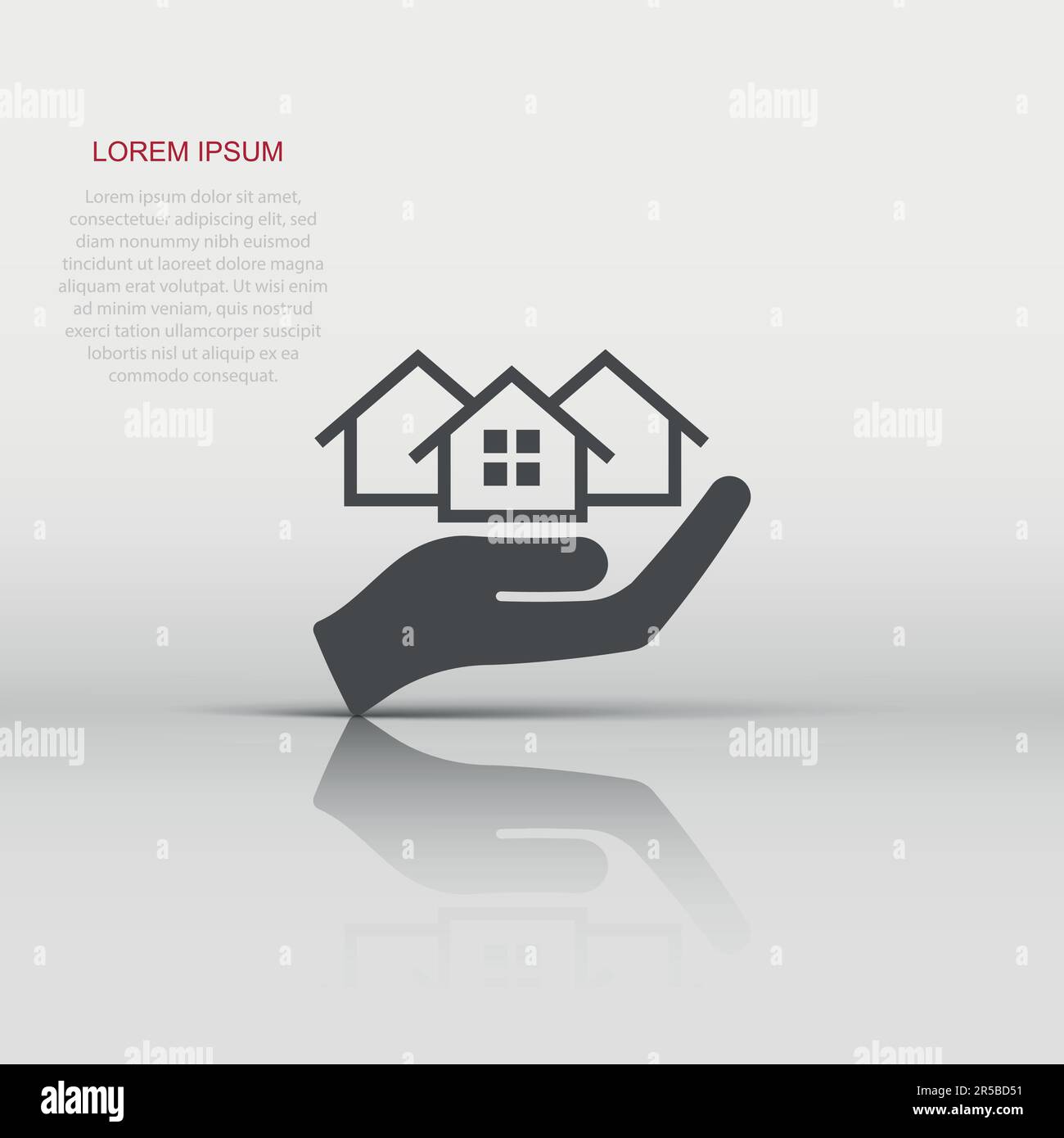 Home care icon in flat style. Hand hold house vector illustration on ...