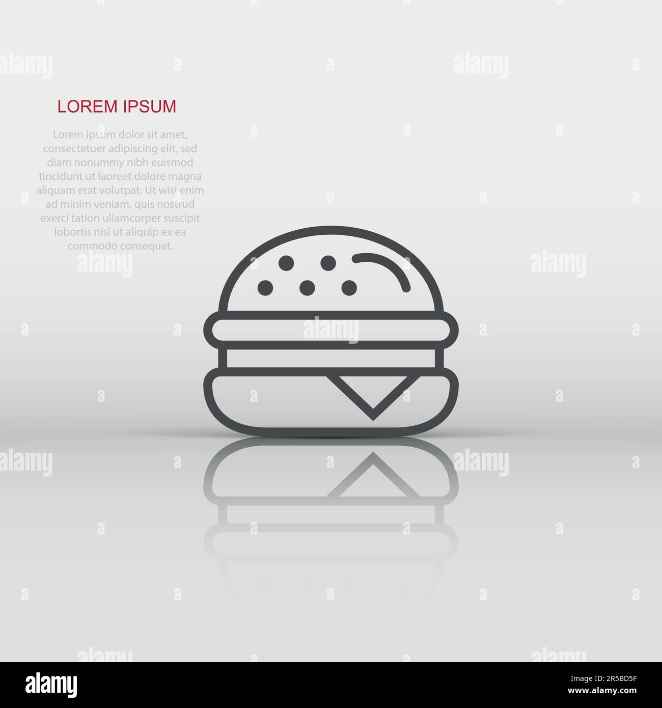 Burger sign icon in flat style. Hamburger vector illustration on white ...