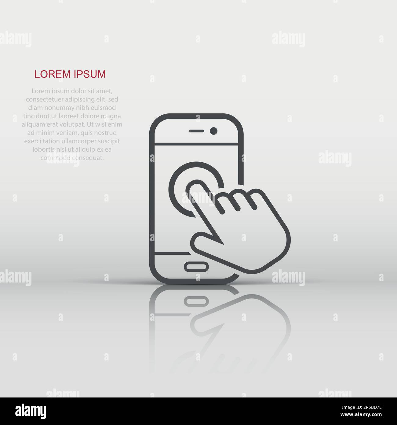 Hand touch smartphone icon in flat style. Phone finger vector ...