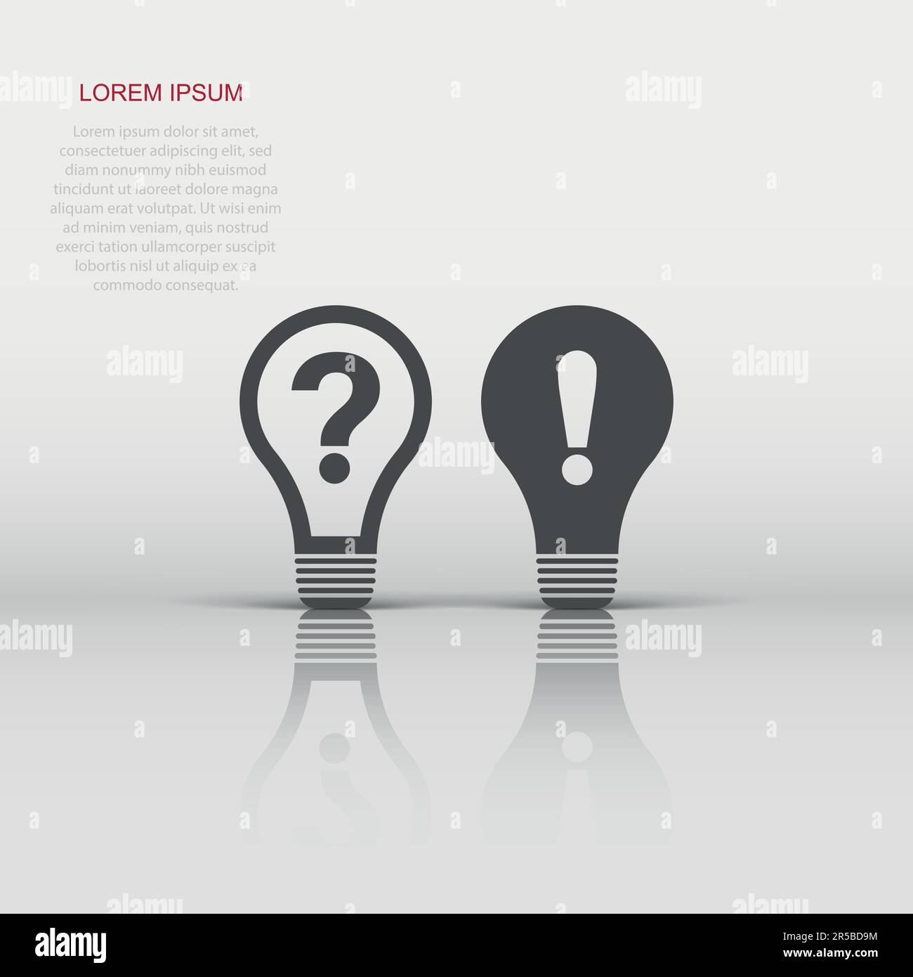 Problem solution icon in flat style. Light bulb idea vector ...
