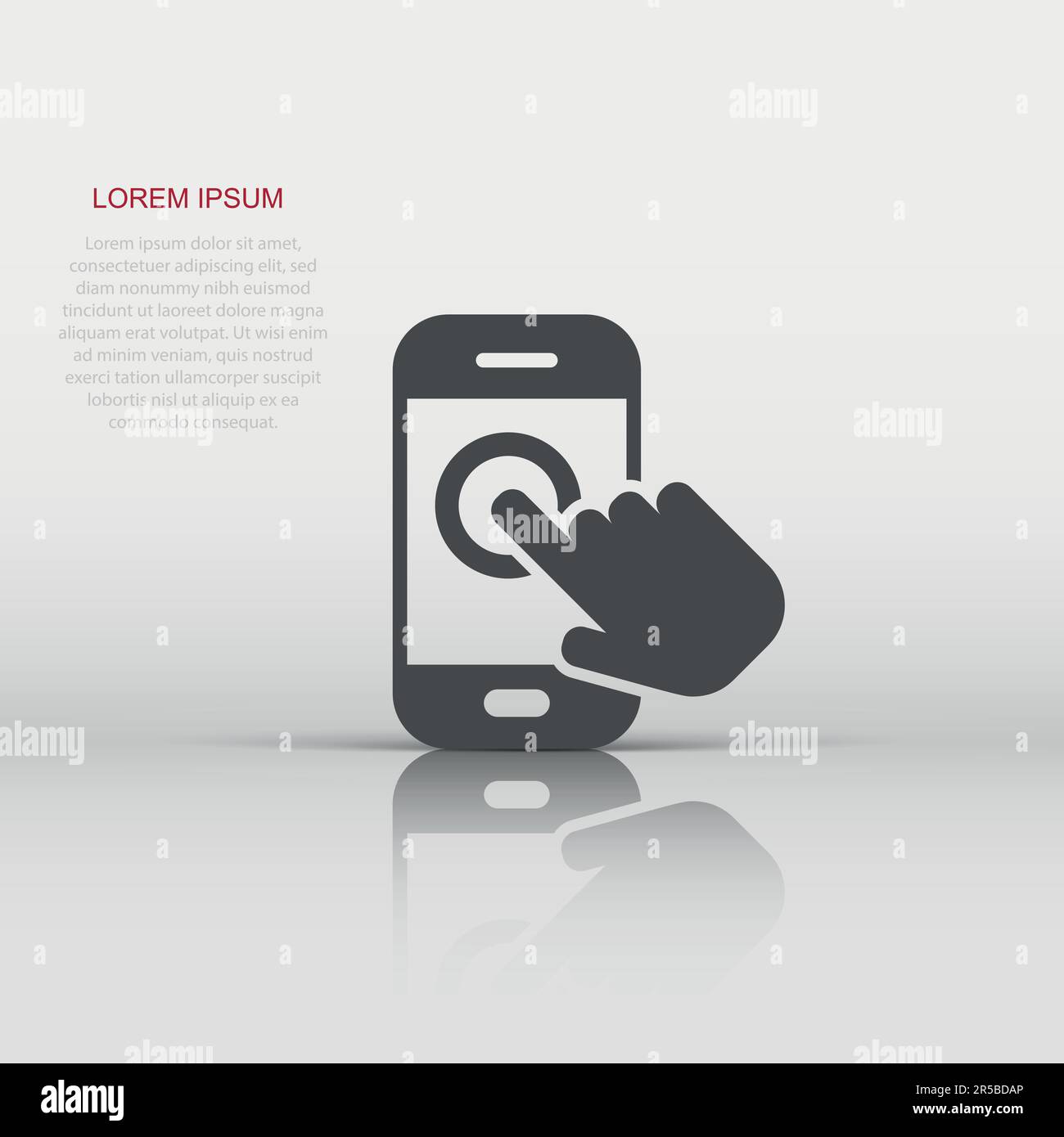 Hand touch smartphone icon in flat style. Phone finger vector ...