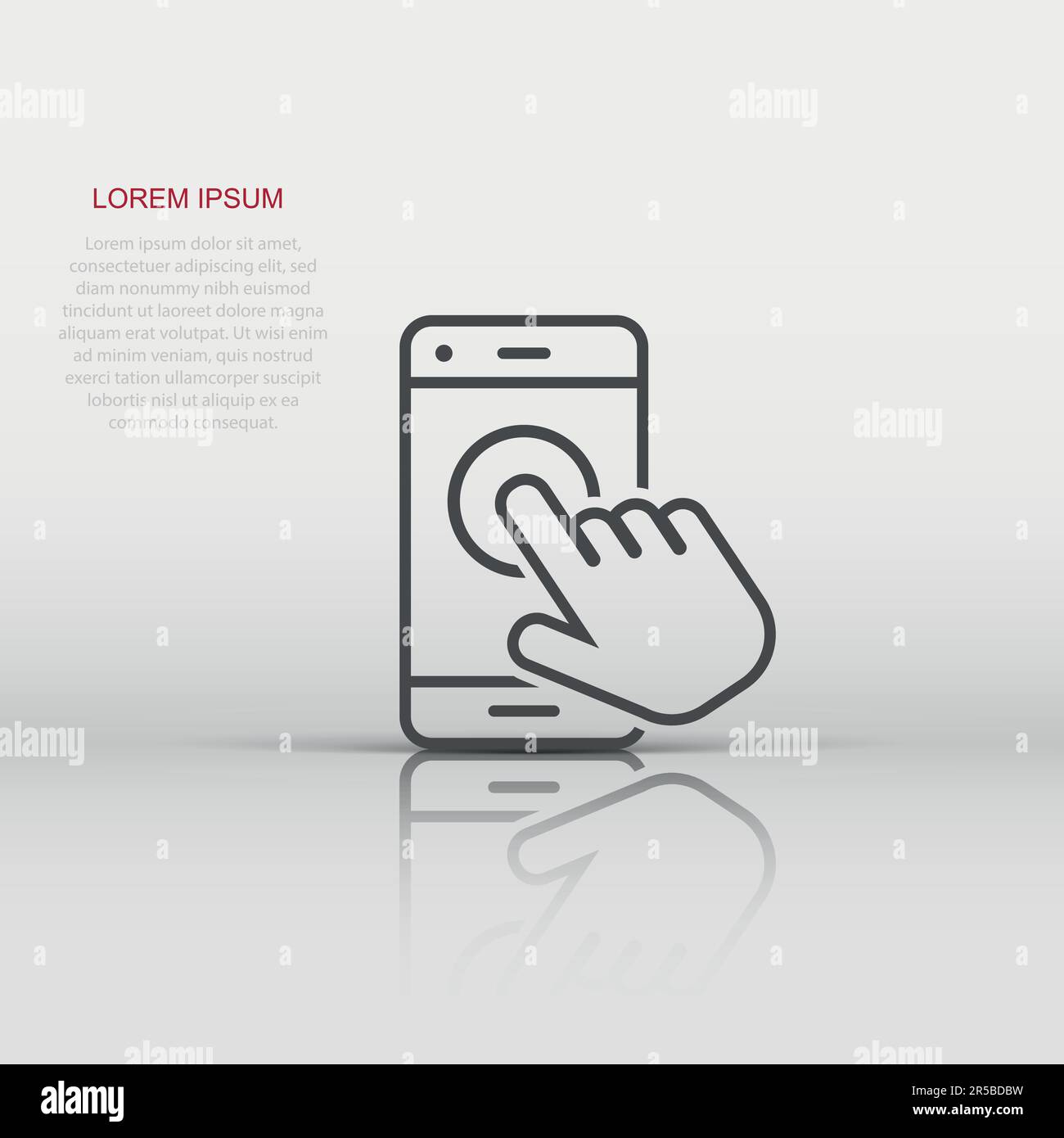Hand touch smartphone icon in flat style. Phone finger vector ...