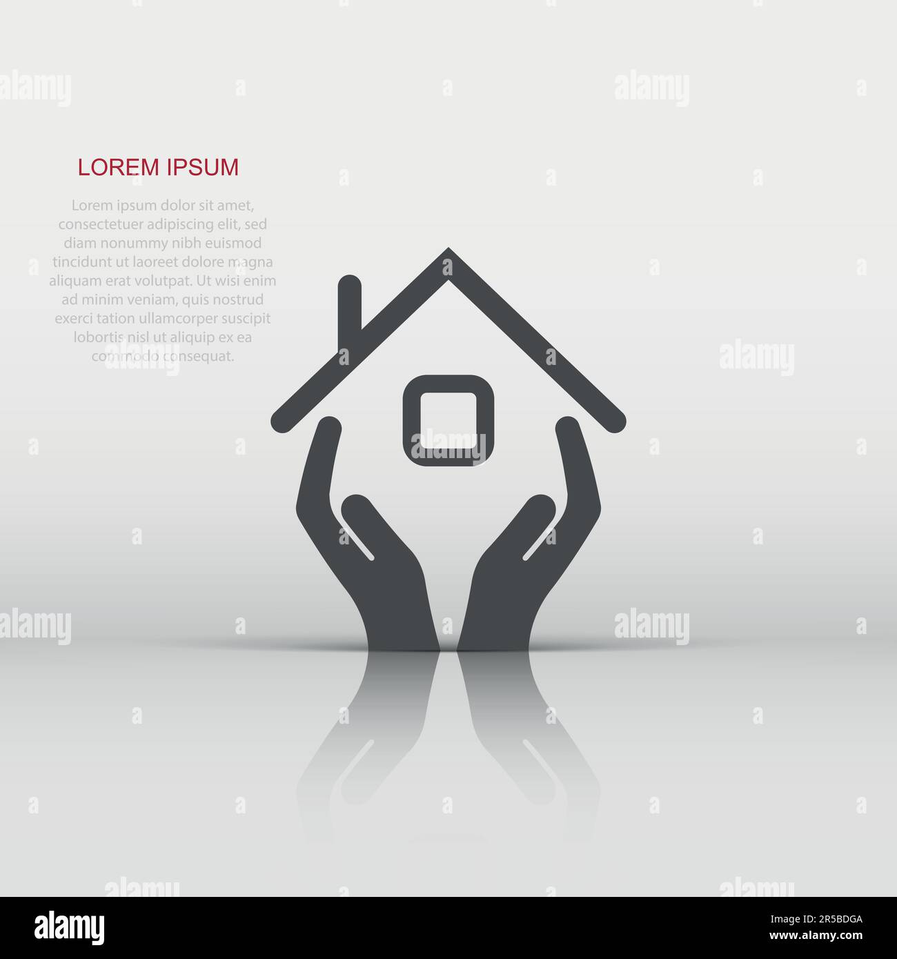 Home care icon in flat style. Hand hold house vector illustration on ...