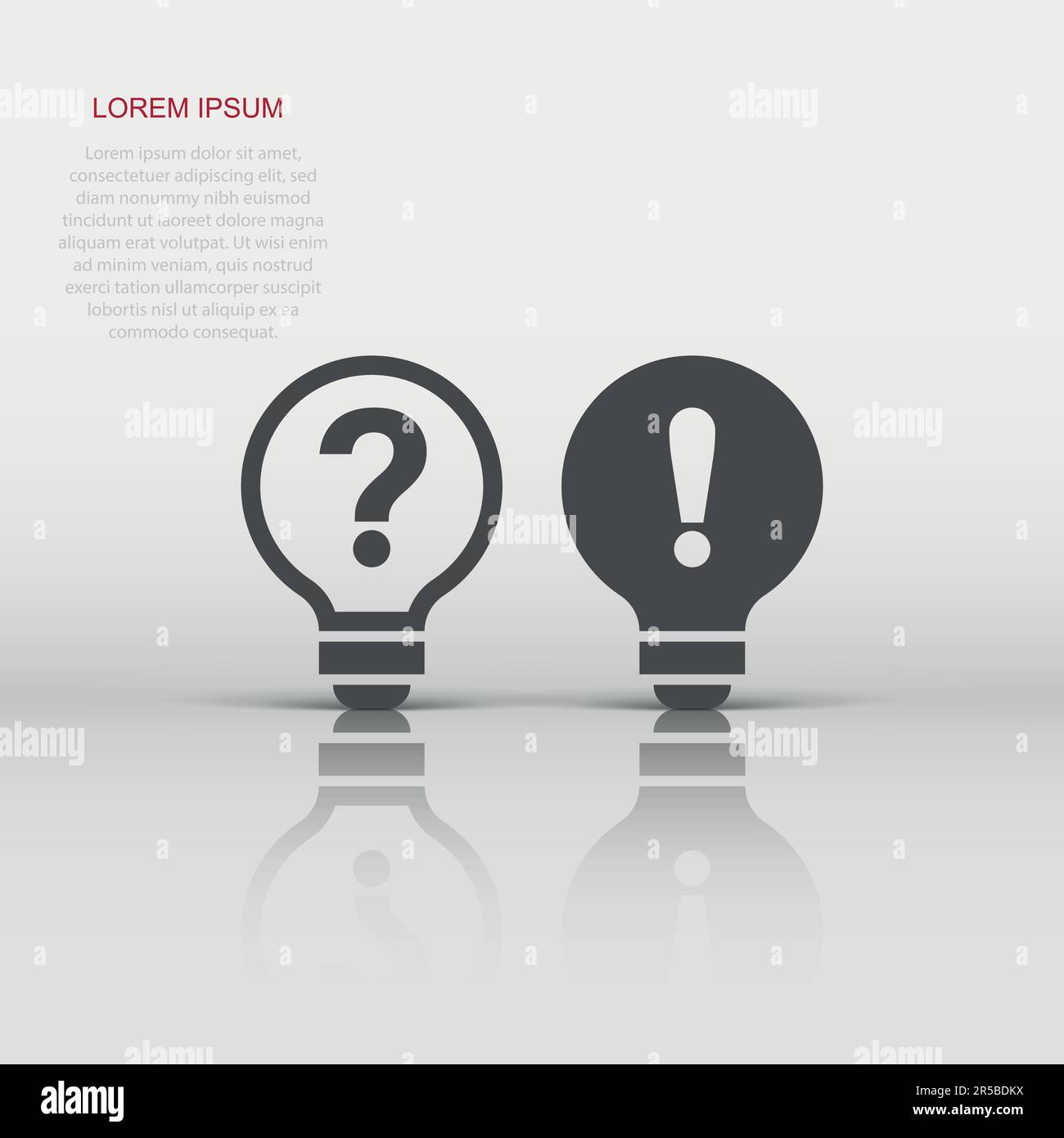 Problem solution icon in flat style. Light bulb idea vector ...