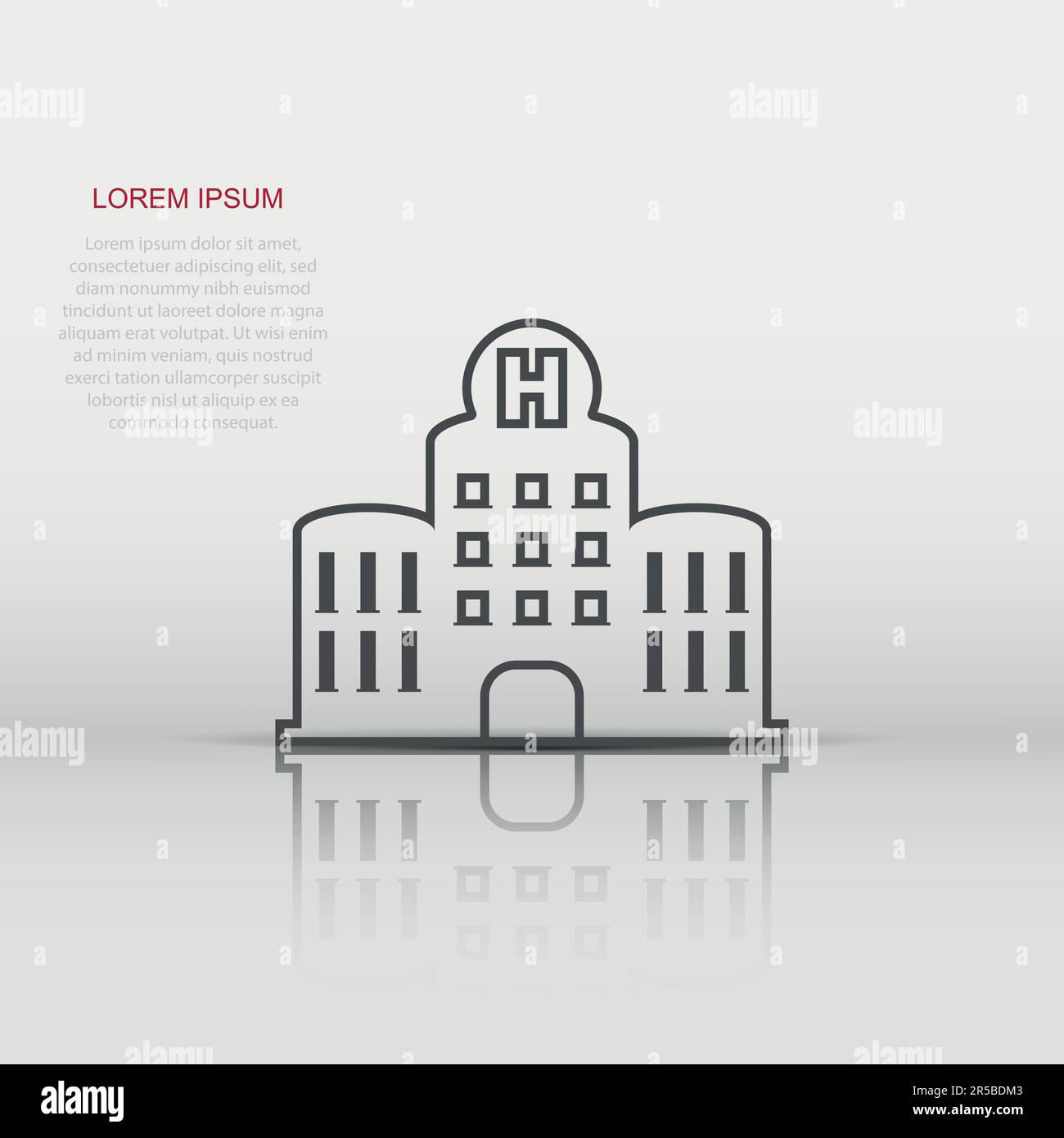 Hospital building icon in flat style. Infirmary vector illustration on ...
