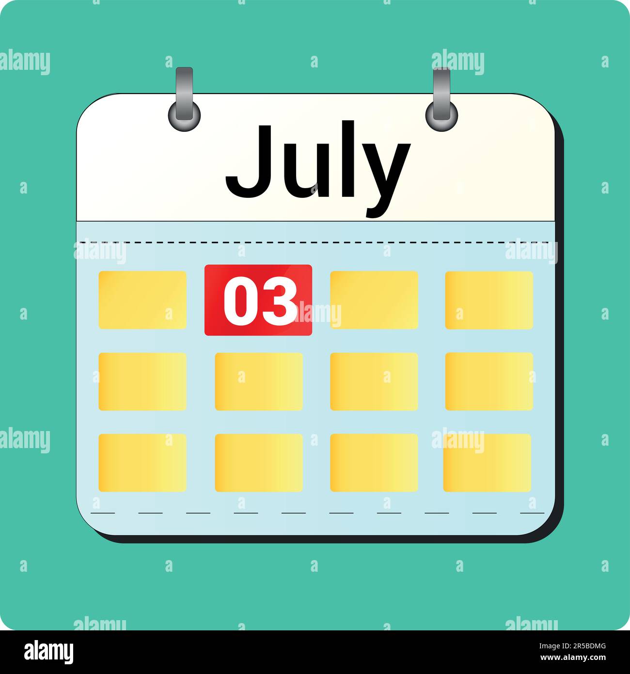 calendar vector drawing, date JULY 03 on the page Stock Vector Image ...