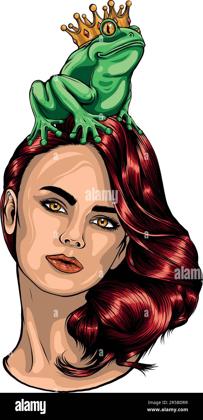 vector illustration of Young woman with a frog Stock Vector Image & Art ...