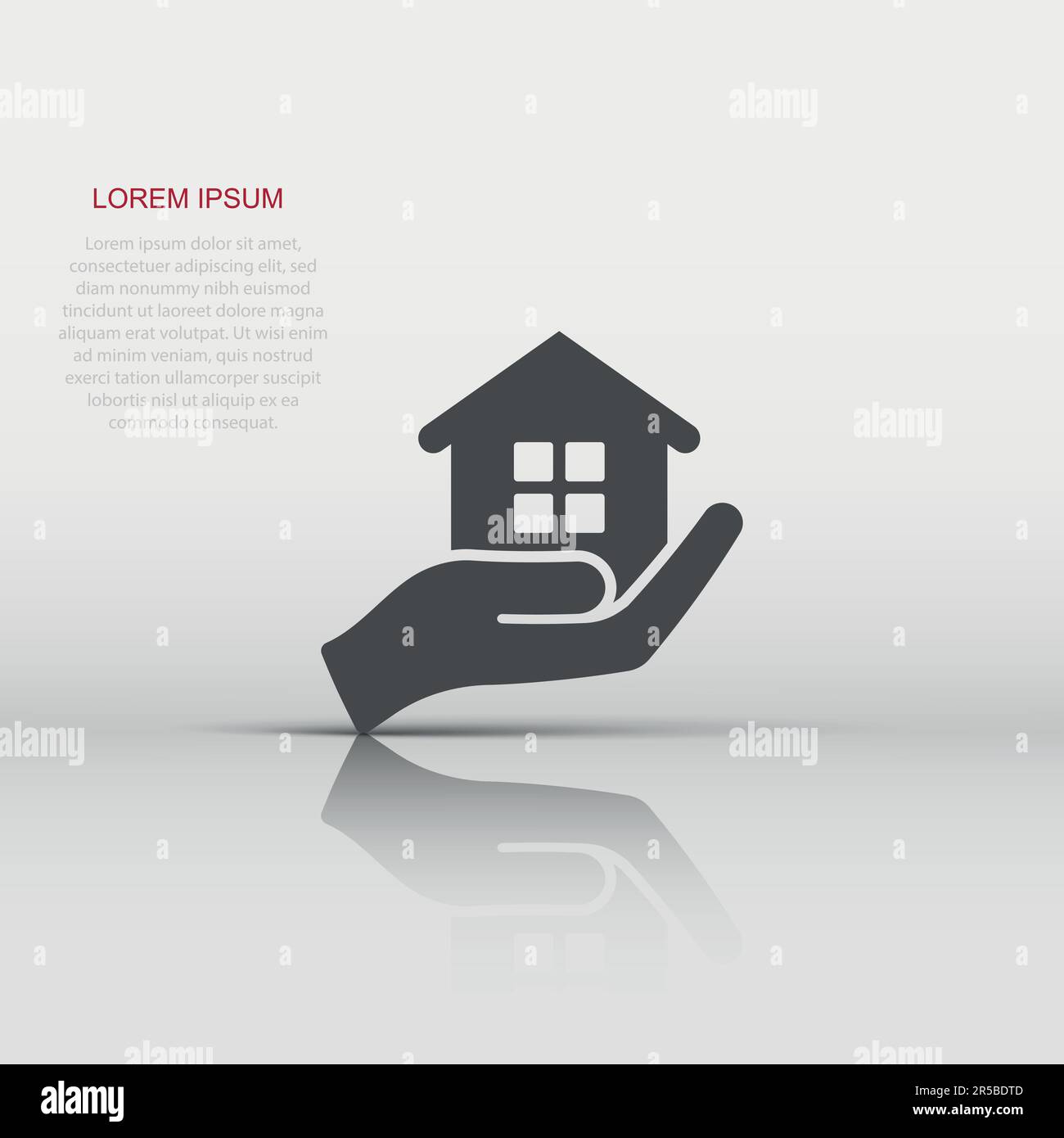 Home care icon in flat style. Hand hold house vector illustration on ...