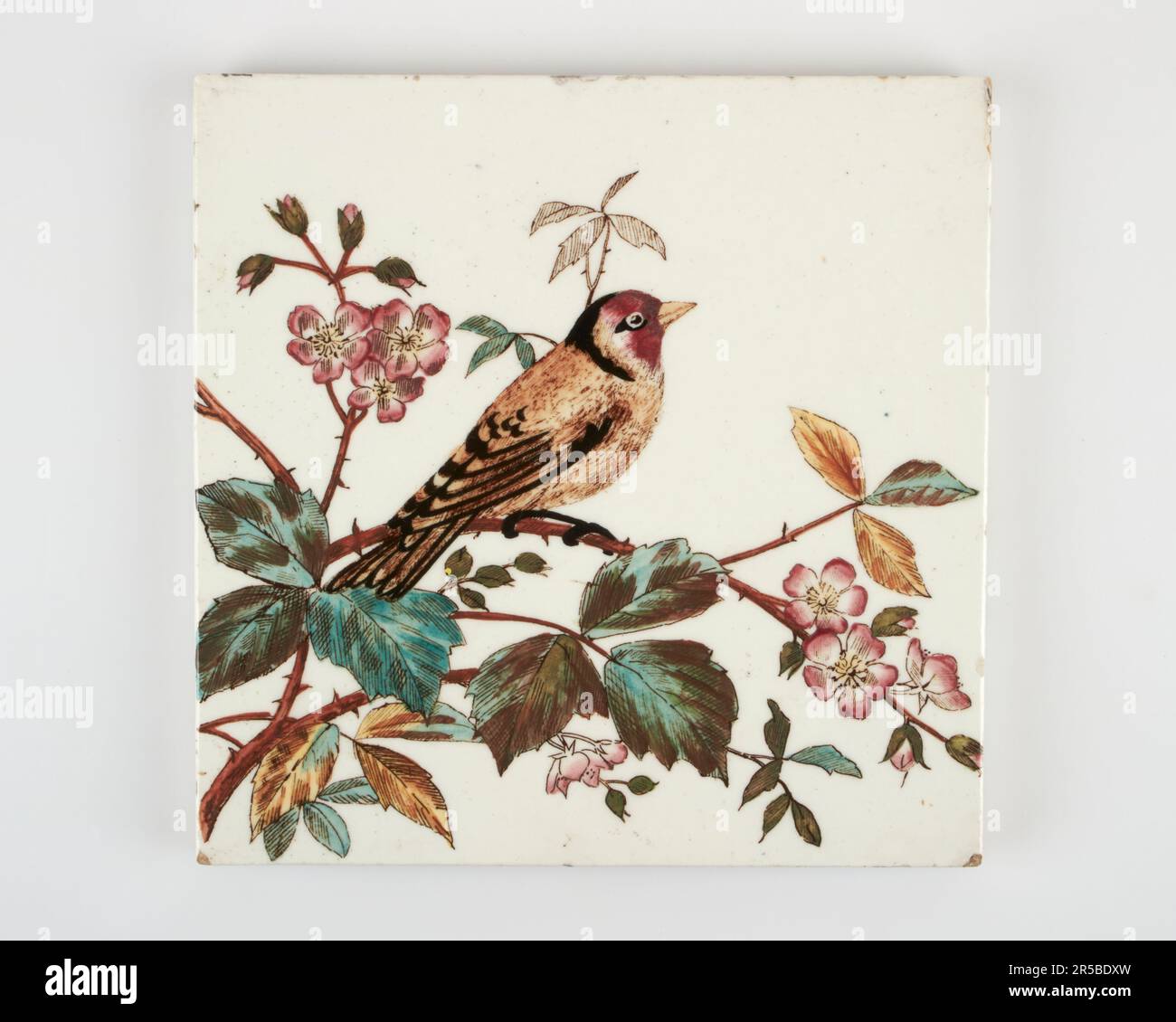 Antique 1880-1890s Sherwin and Cotton goldfinch pottery tile Stock ...