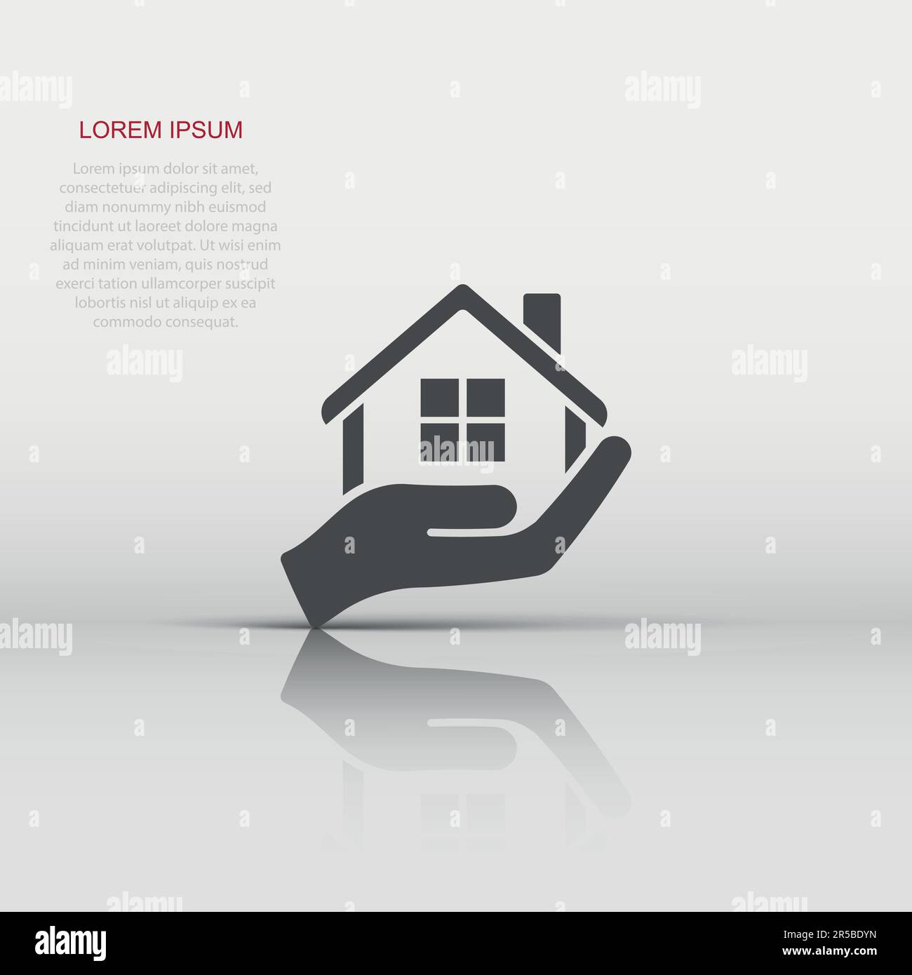 Home care icon in flat style. Hand hold house vector illustration on ...