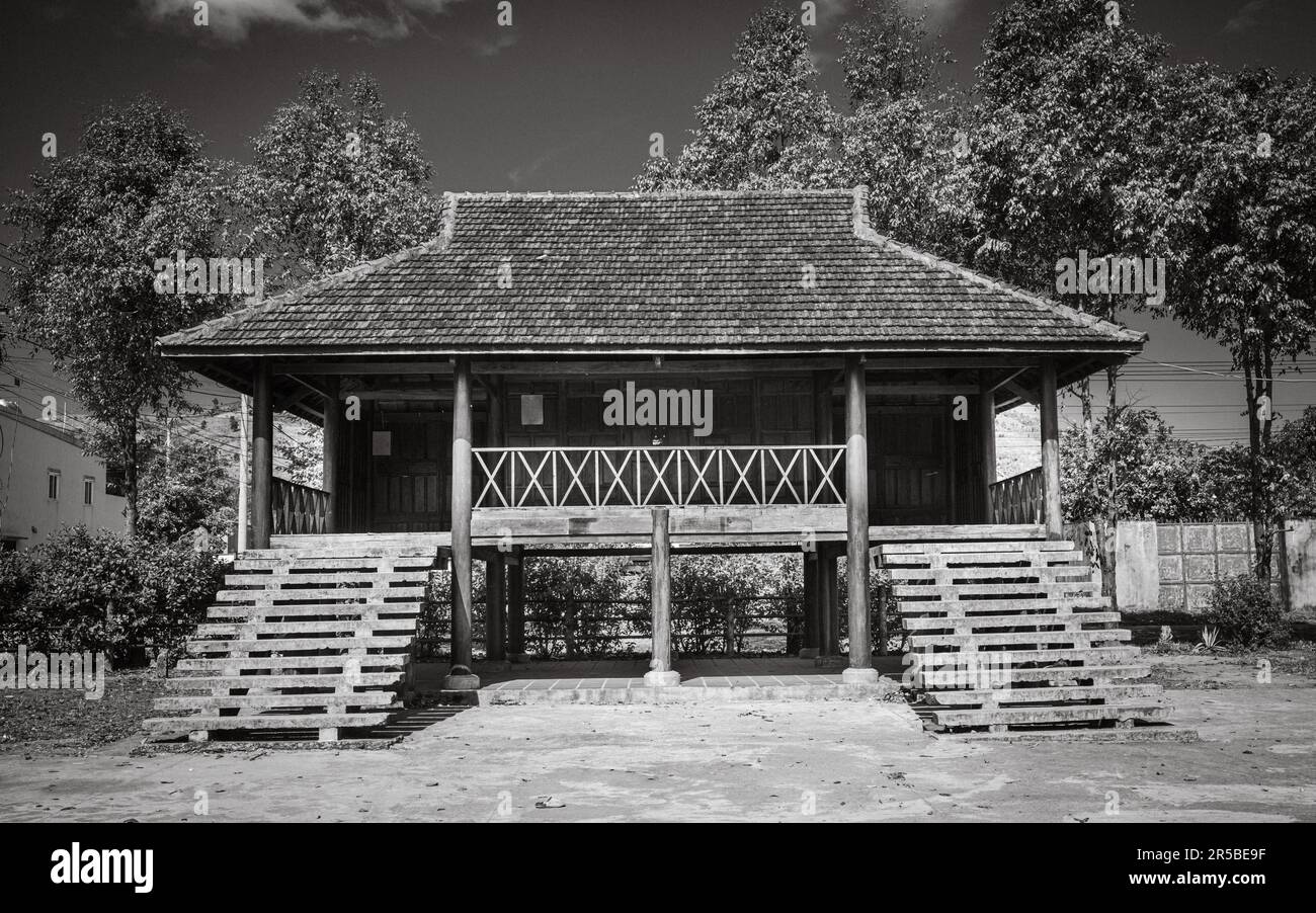 A traditional stilt building that is a communal house for people from ...