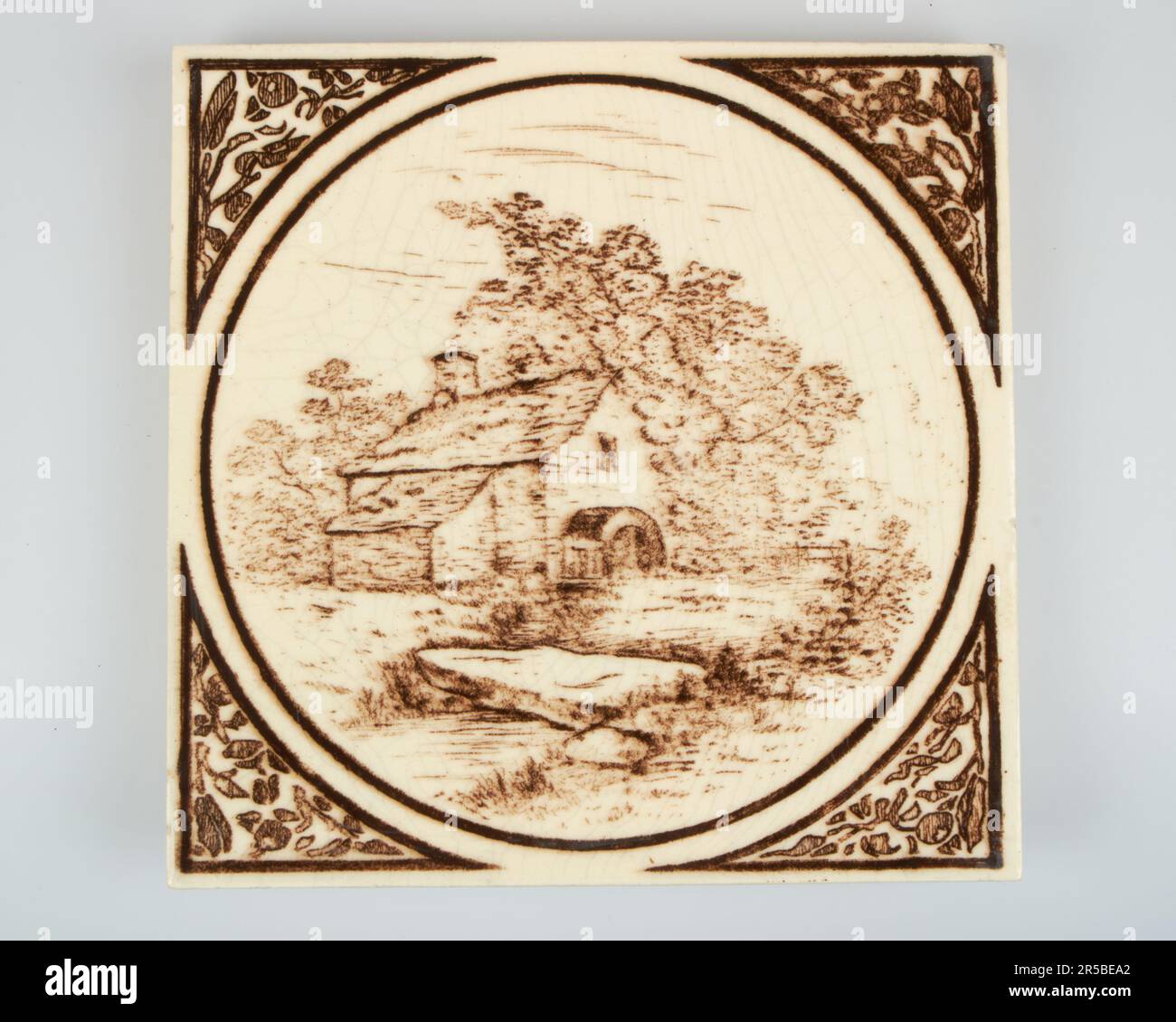 Antique 19thc. Victorian transfer printed mill pottery tile Stock Photo ...