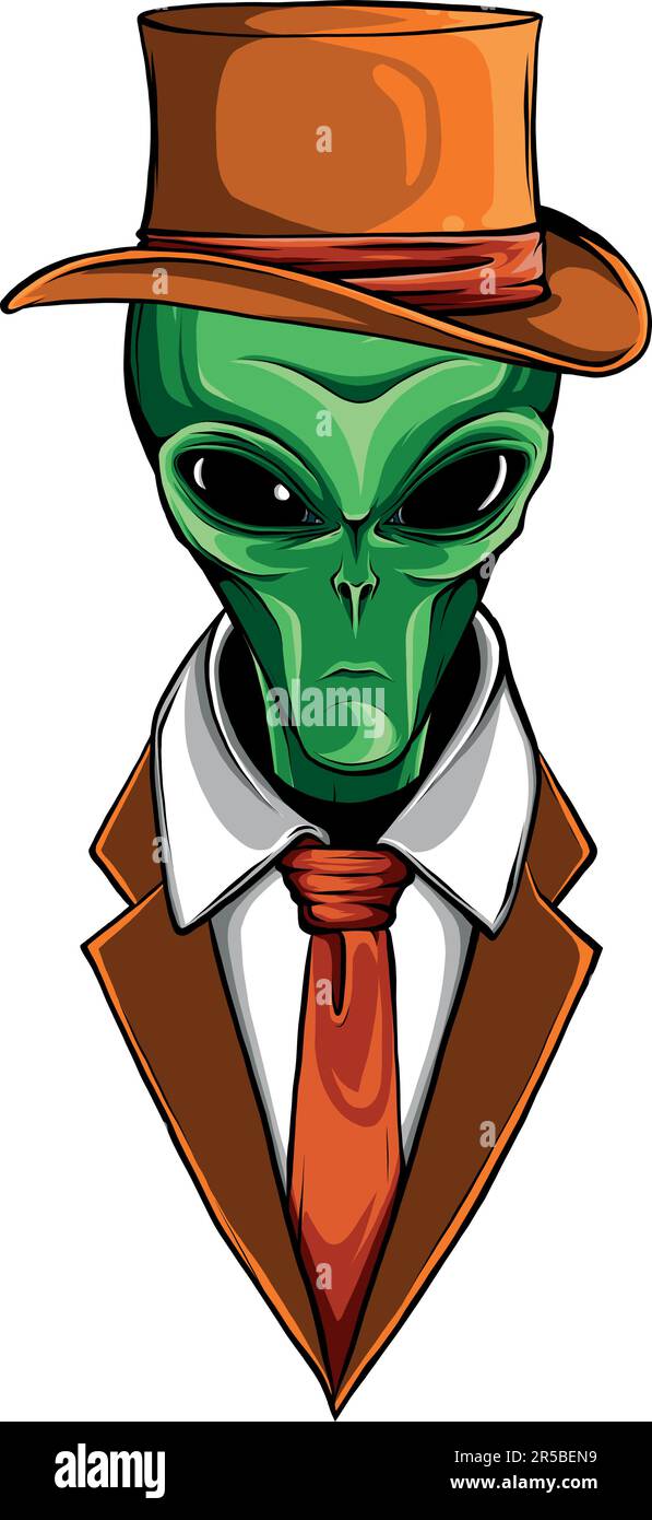vector illustration of alien with suit on white background Stock Vector ...