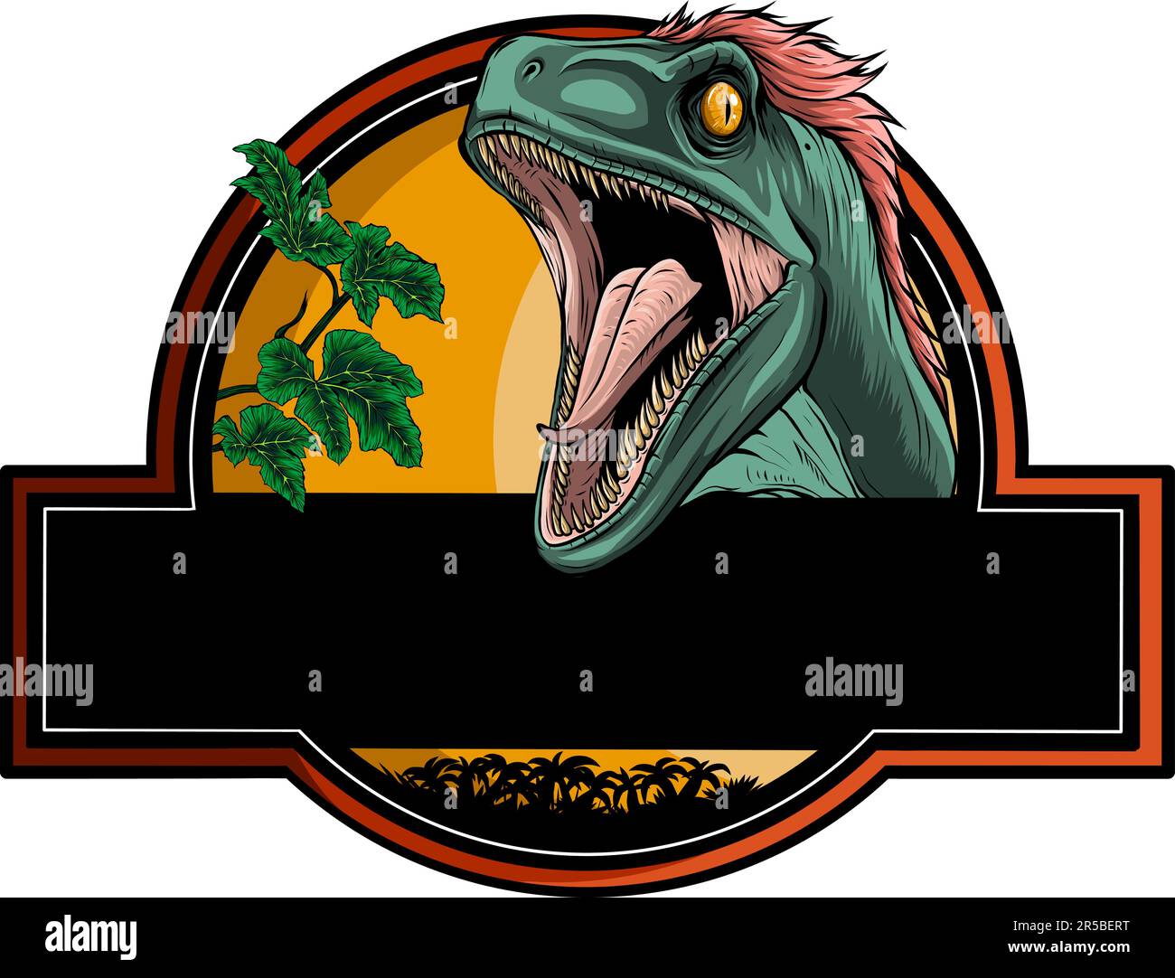 vector illustration of velociraptor head logo on white background Stock ...