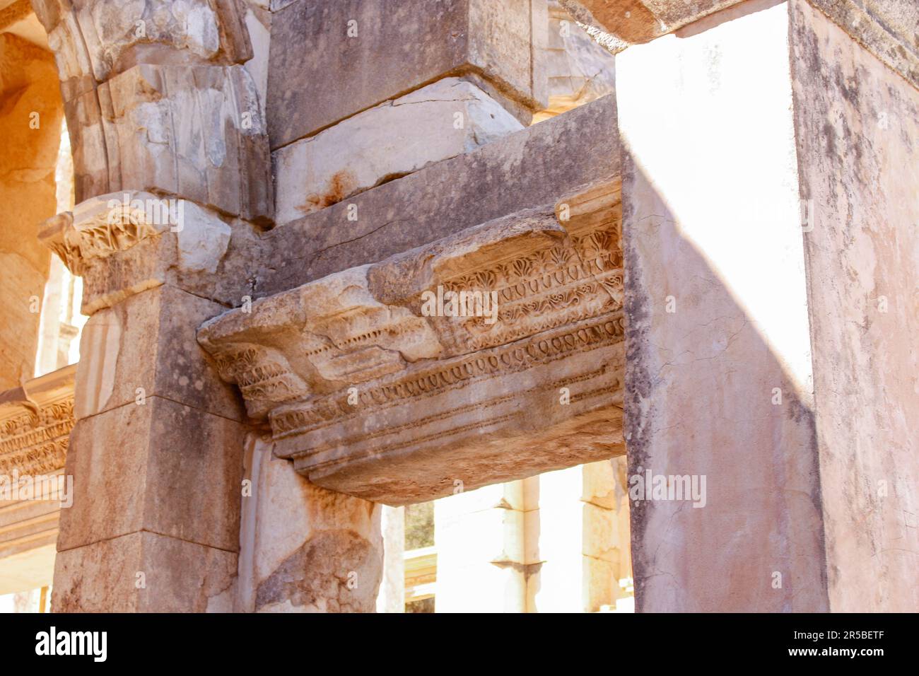Ancient library of Celsus in Ephesus in Turkey. Ancient architectural ...