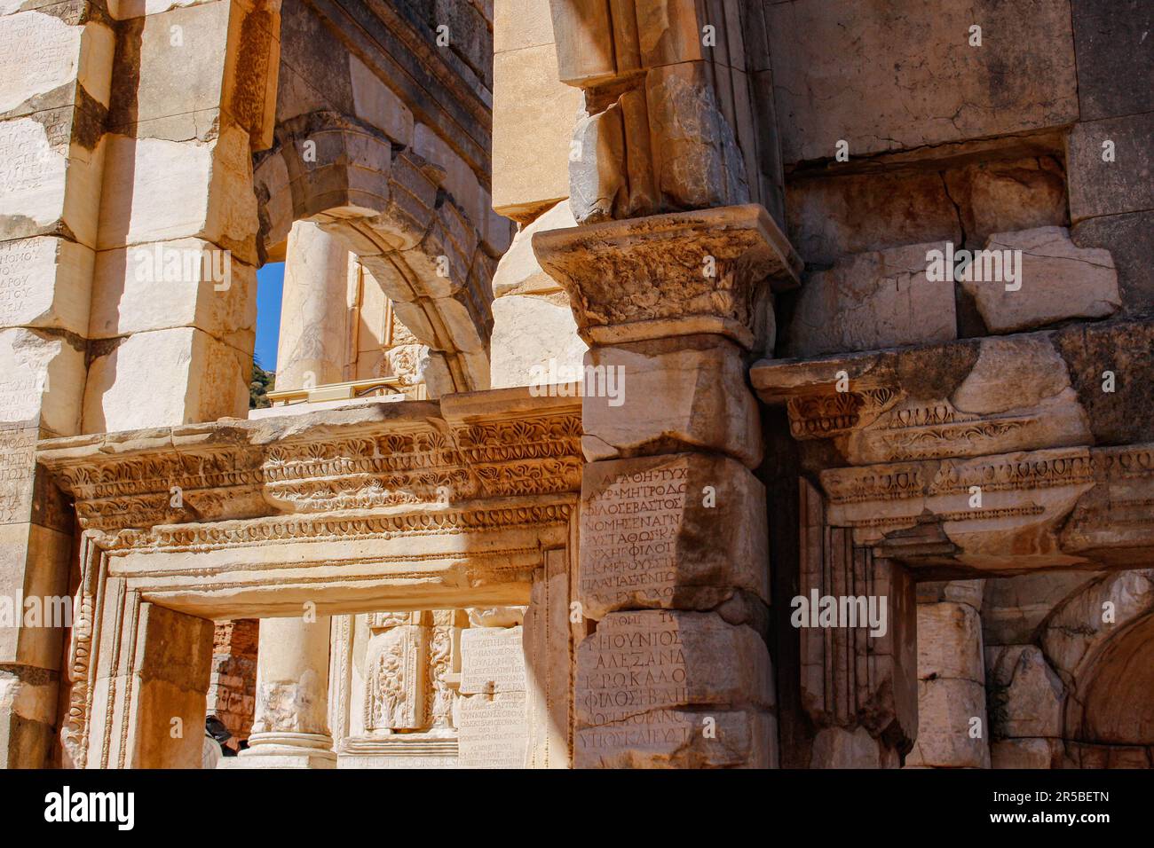 Ancient library of Celsus in Ephesus in Turkey. Ancient architectural ...