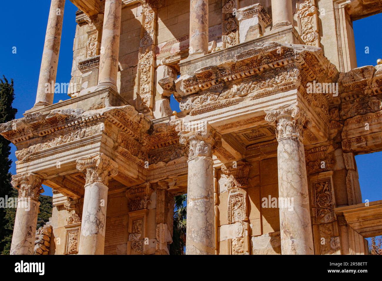 Ancient library of Celsus in Ephesus in Turkey. Ancient architectural ...
