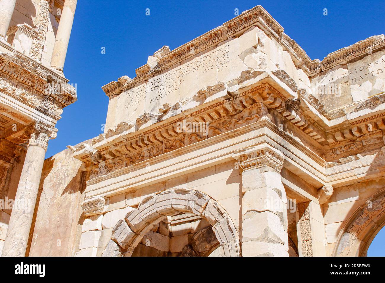 Ancient library of Celsus in Ephesus in Turkey. Ancient architectural ...