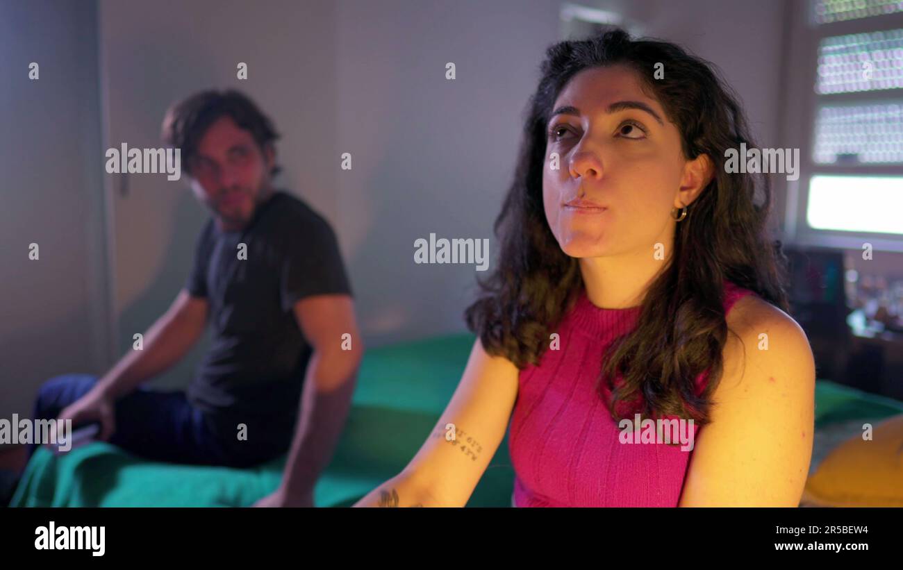 Dismissive young woman ignoring male partner during relationship ...