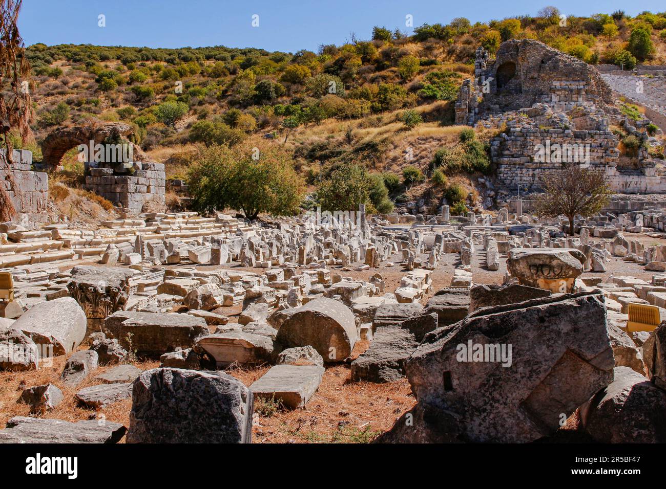 Ancient library of Celsus in Ephesus in Turkey. Ancient architectural ...
