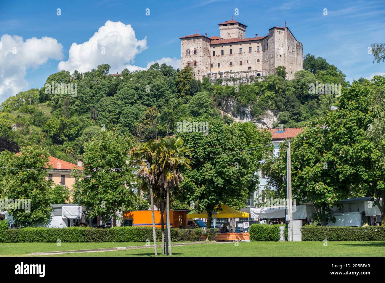Landscape of Angera and his castle in the top of the hill Stock Photo ...