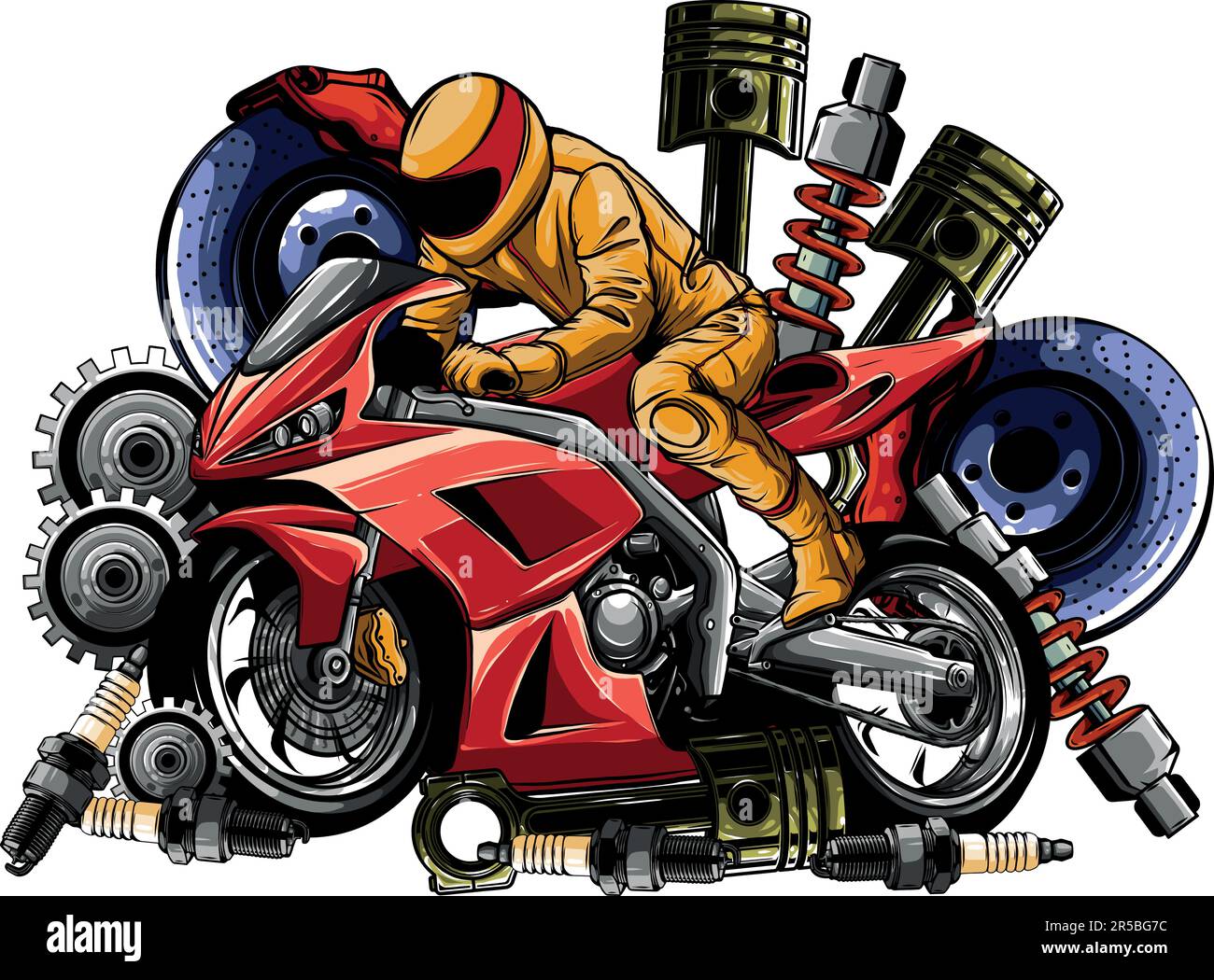 Vector illustration of motorbike with Spares design Stock Vector Image ...