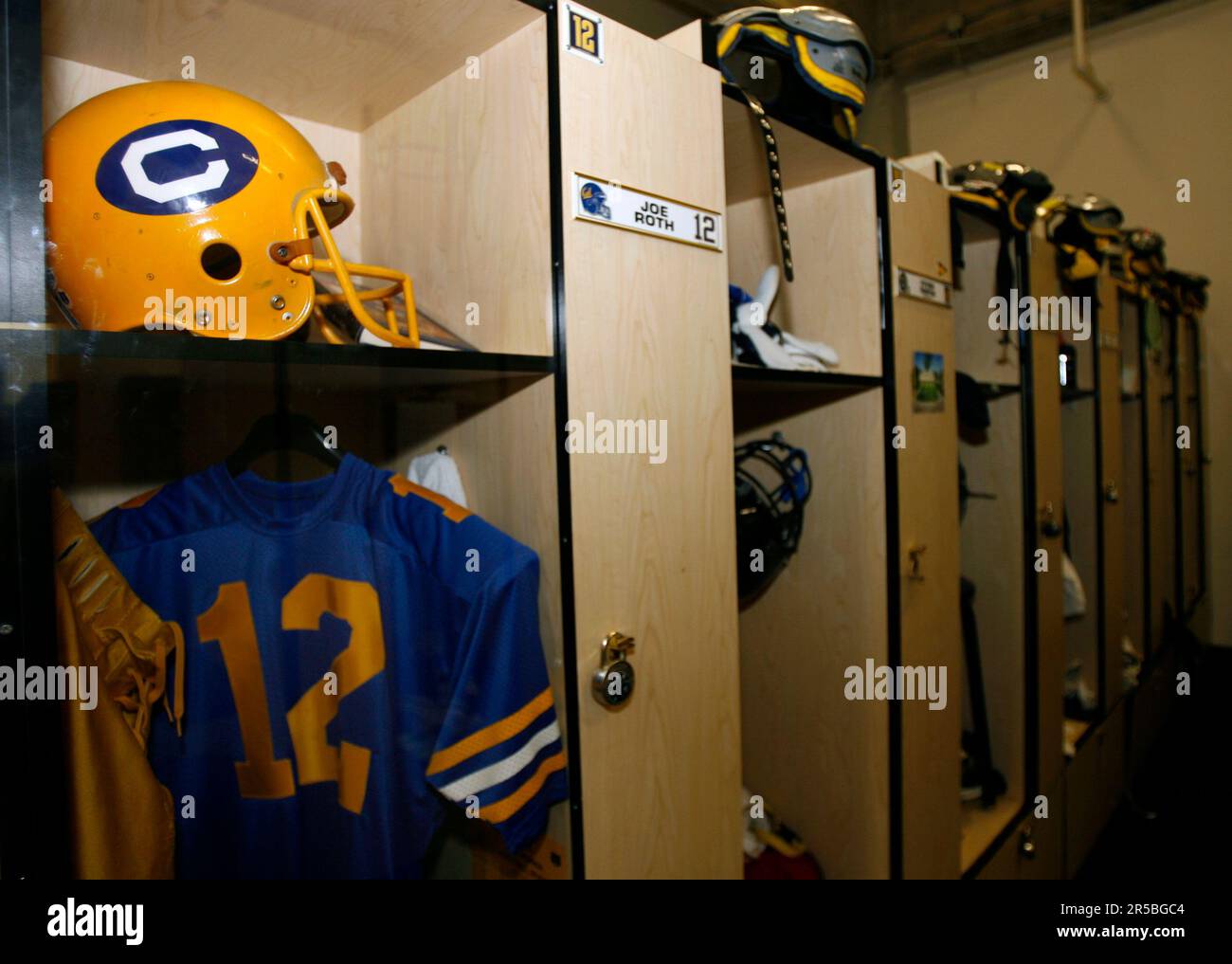 Encased behind plexiglas, Cal quarterback Joe Roth's locker remains as ...