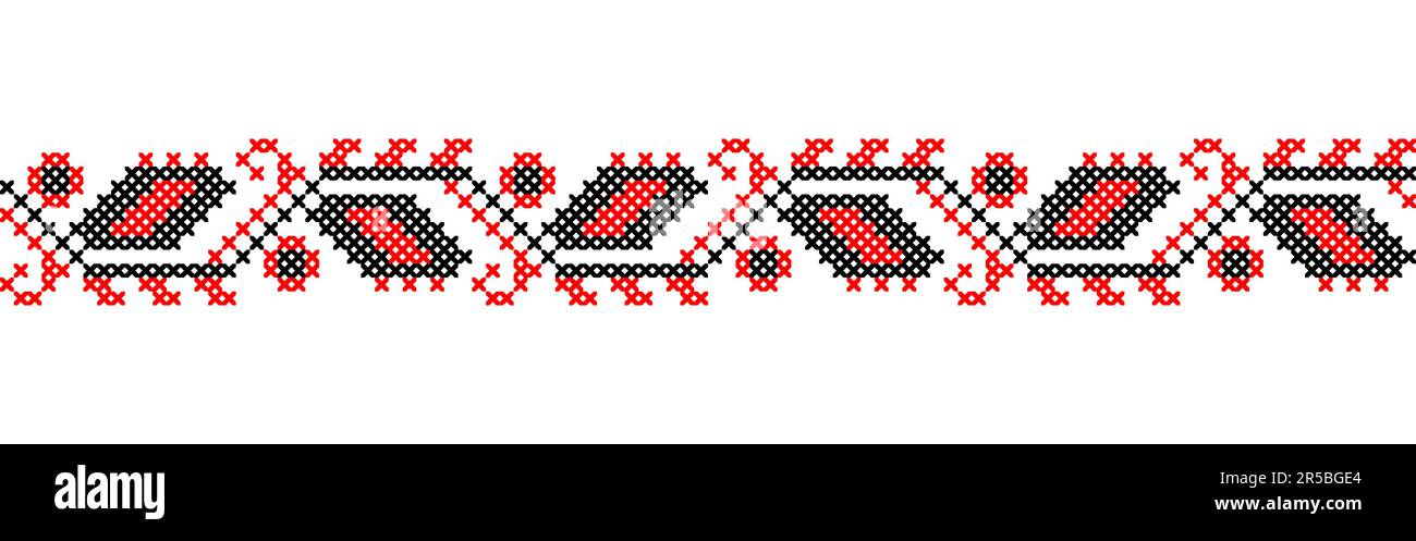 Ukrainian floral pattern in red and black colors. Vector ornament ...