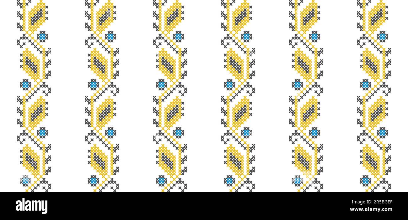 Ukrainian vector seamless fashion pattern. Decoration in blue and ...