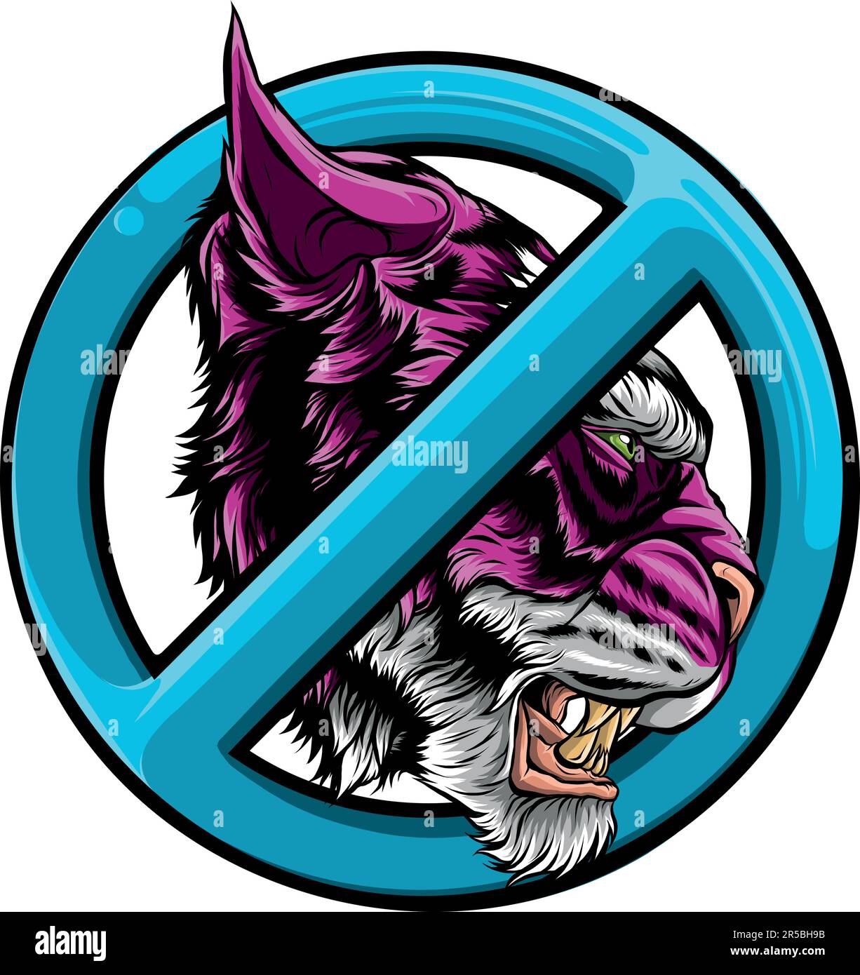 vector illustration of No Tiger Symbol Isolated on White Background ...