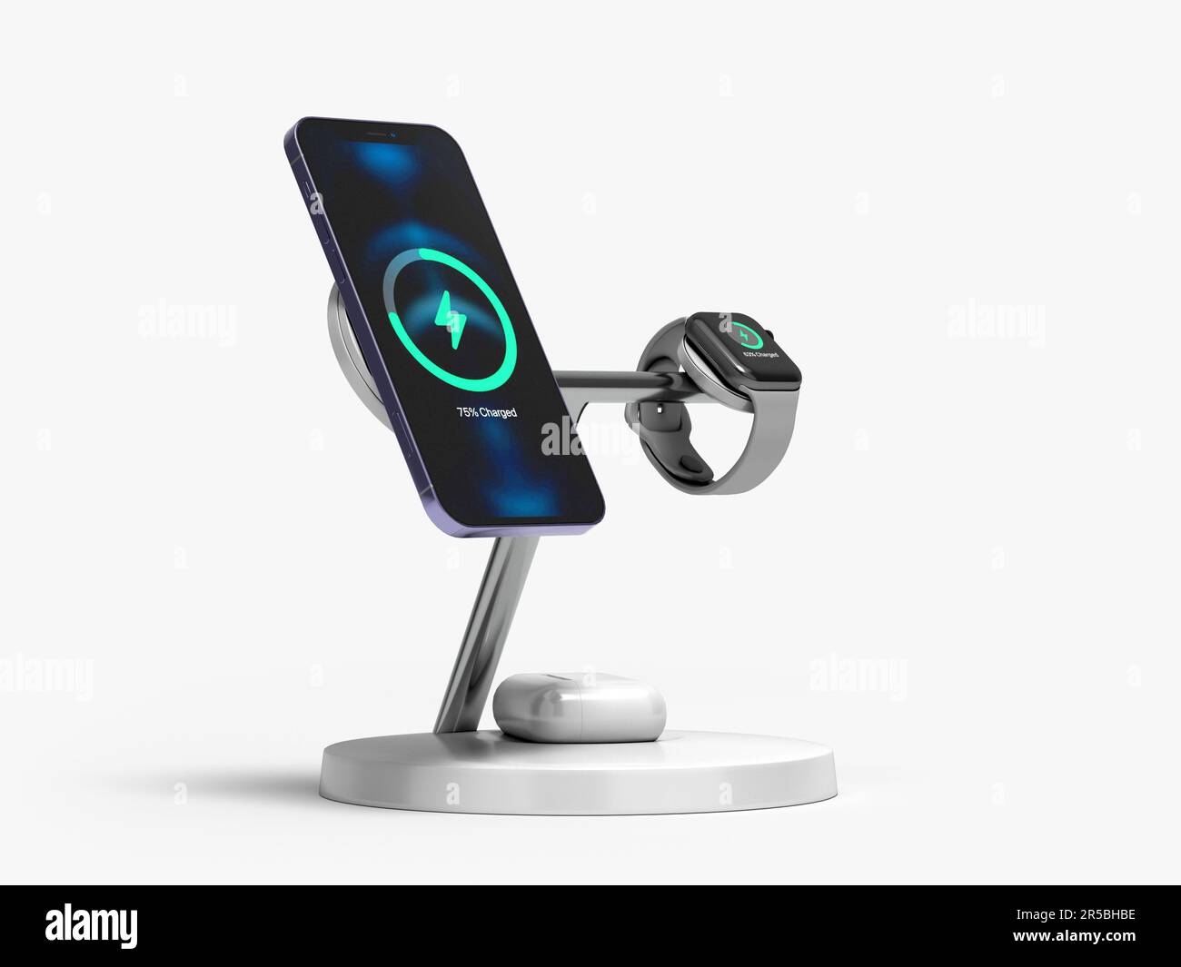 Wireless device charger with smatrphone and smartwatch perspective view ...